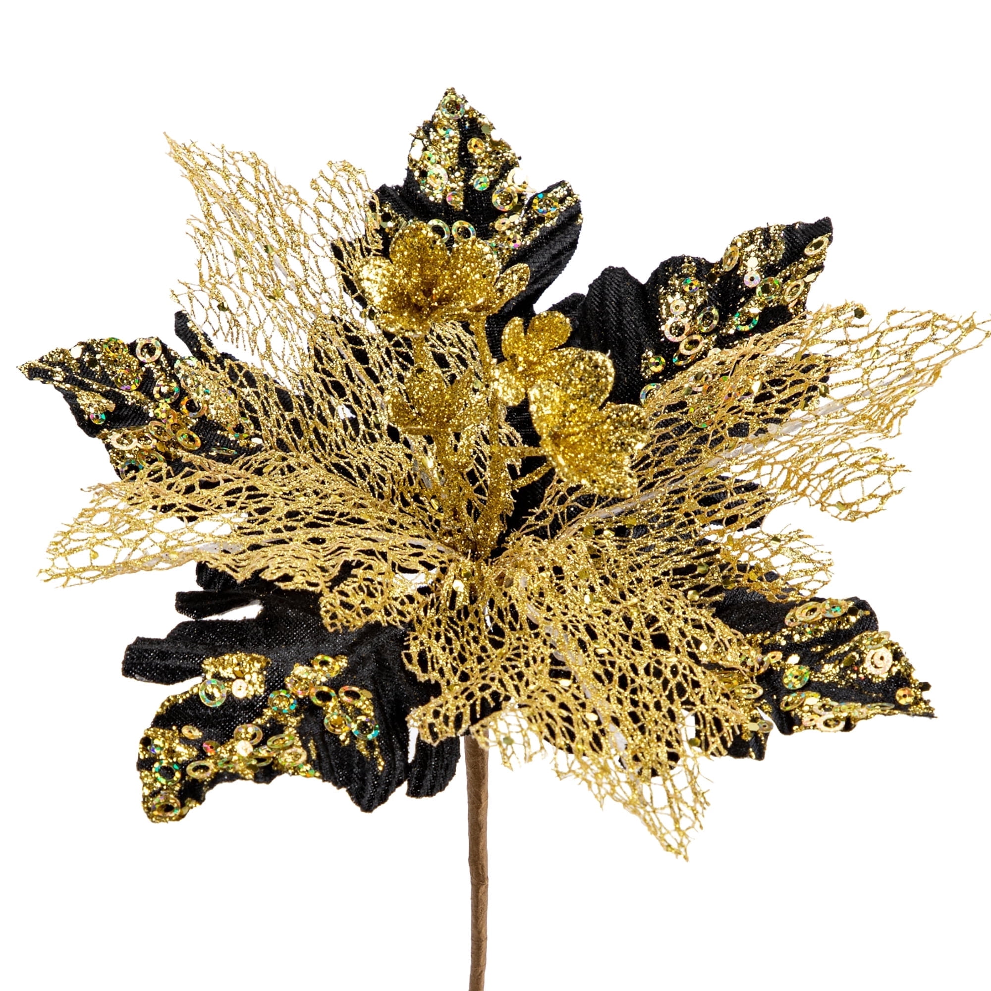 6PCS Poinsettias Christmas Tree Flowers 9.8'' Artificial Christmas ...