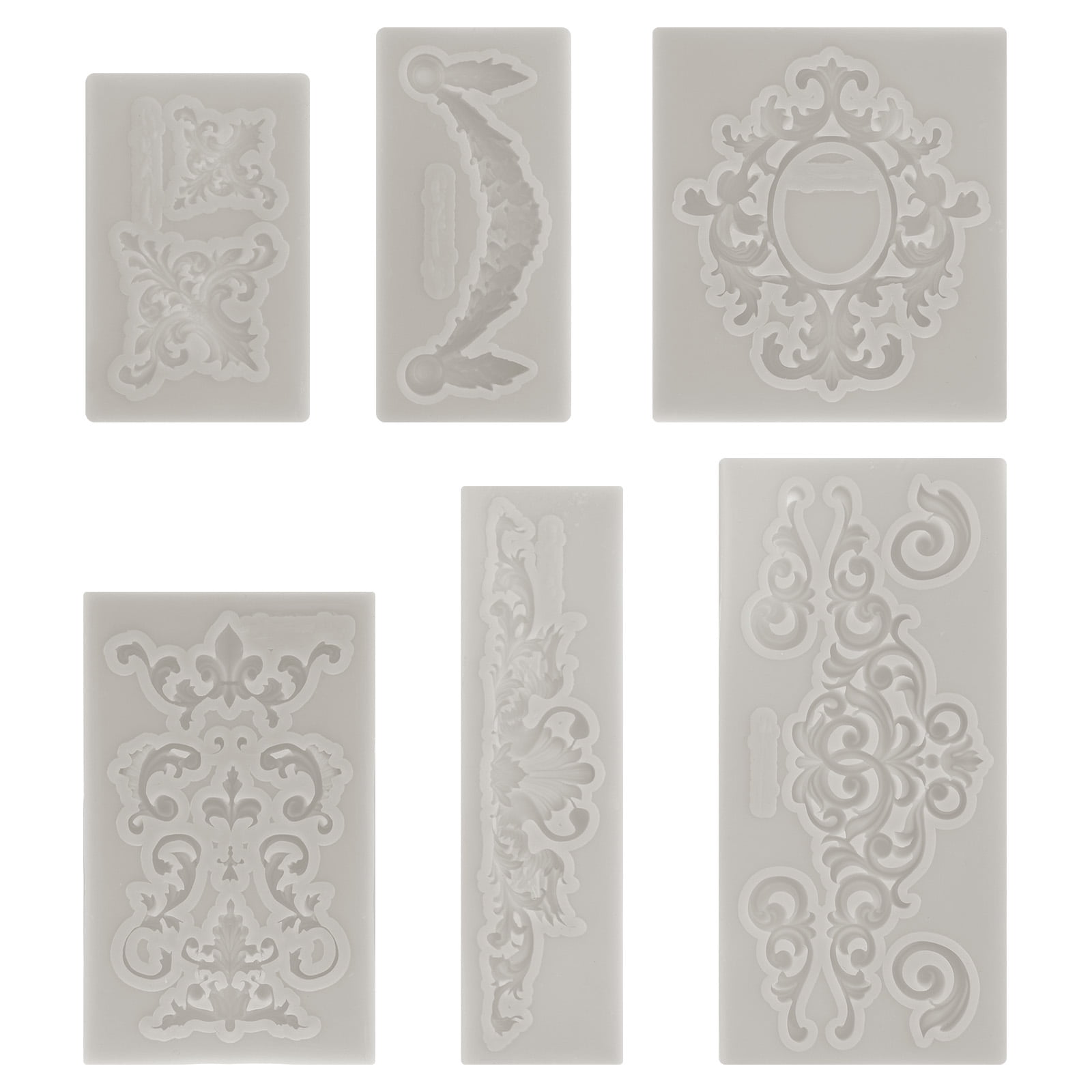 Uxcell 6Pcs Polymer Clay Mold, Clay Mold Fondant Mold 3D Baroque Iod ...