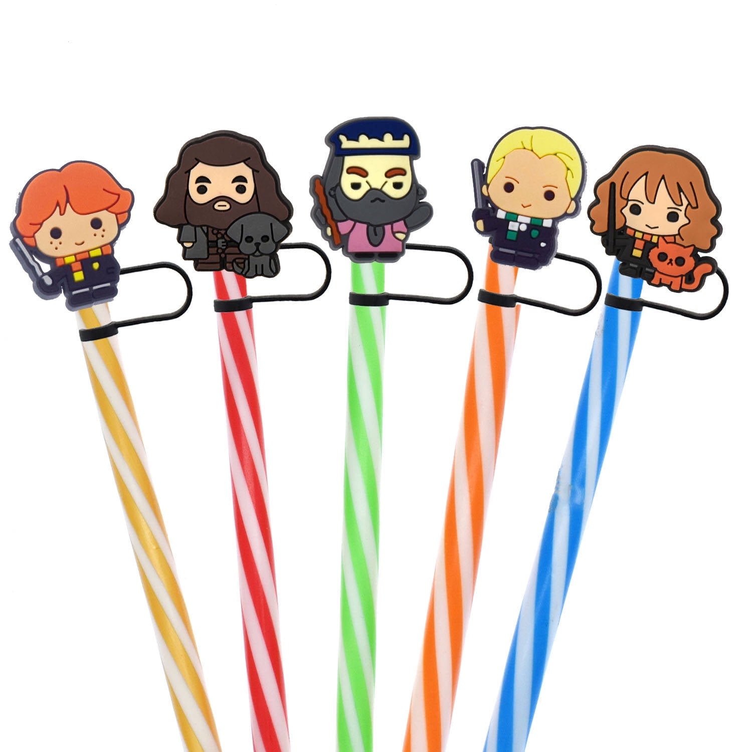 Iva Sky 6PCS Potter Anime Silicone Straw Covers, Food Safe Caps, Leak ...