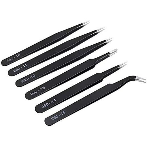 6PCS Precision Tweezers Set, Upgraded Anti-Static Stainless Steel ...