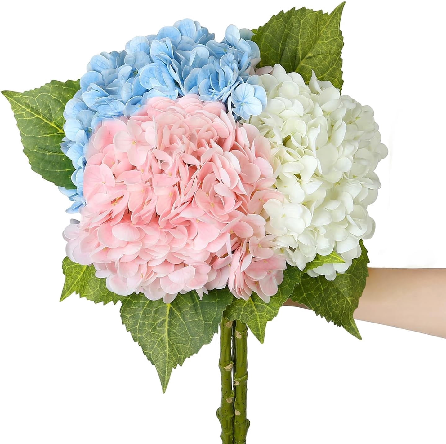 6PCS Premium Hydrangea Artificial Flowers Bouquets, Ivory Silk ...