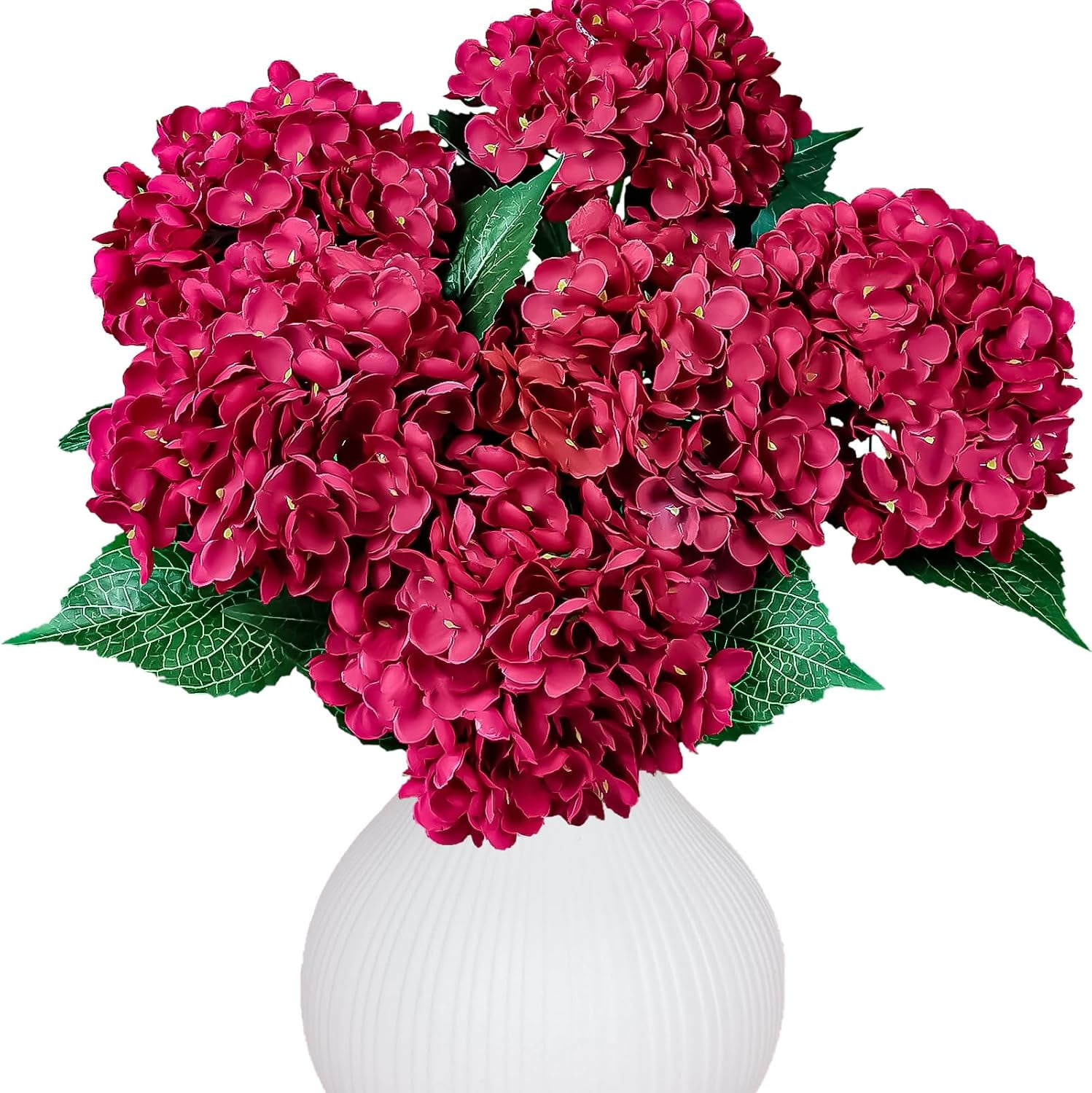 6PCS Premium White Hydrangea Artificial Flowers Bouquets, Ivory Silk ...