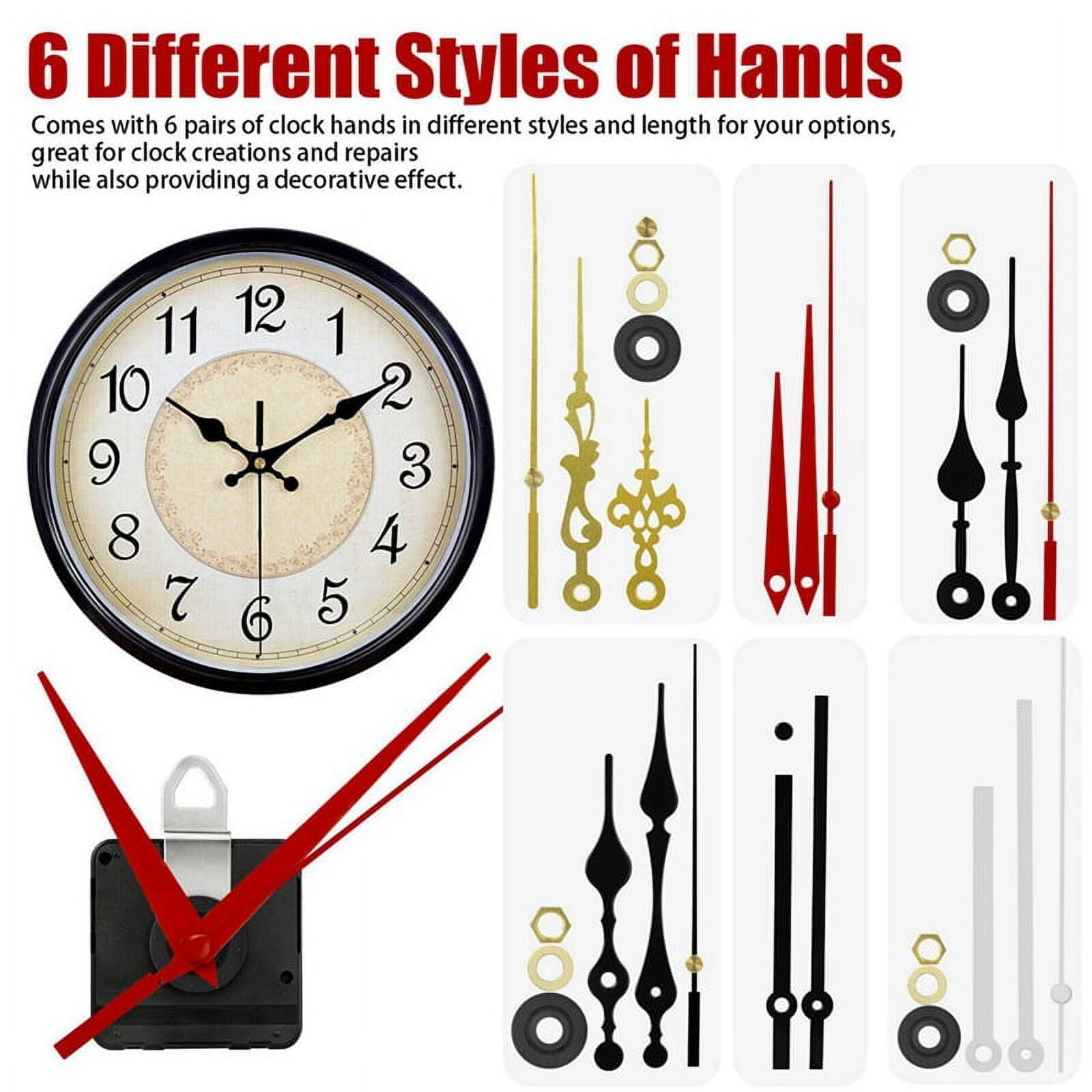 6PCS Quartz Clock Movement Mechanism Repair Tools Part with 6 Different ...