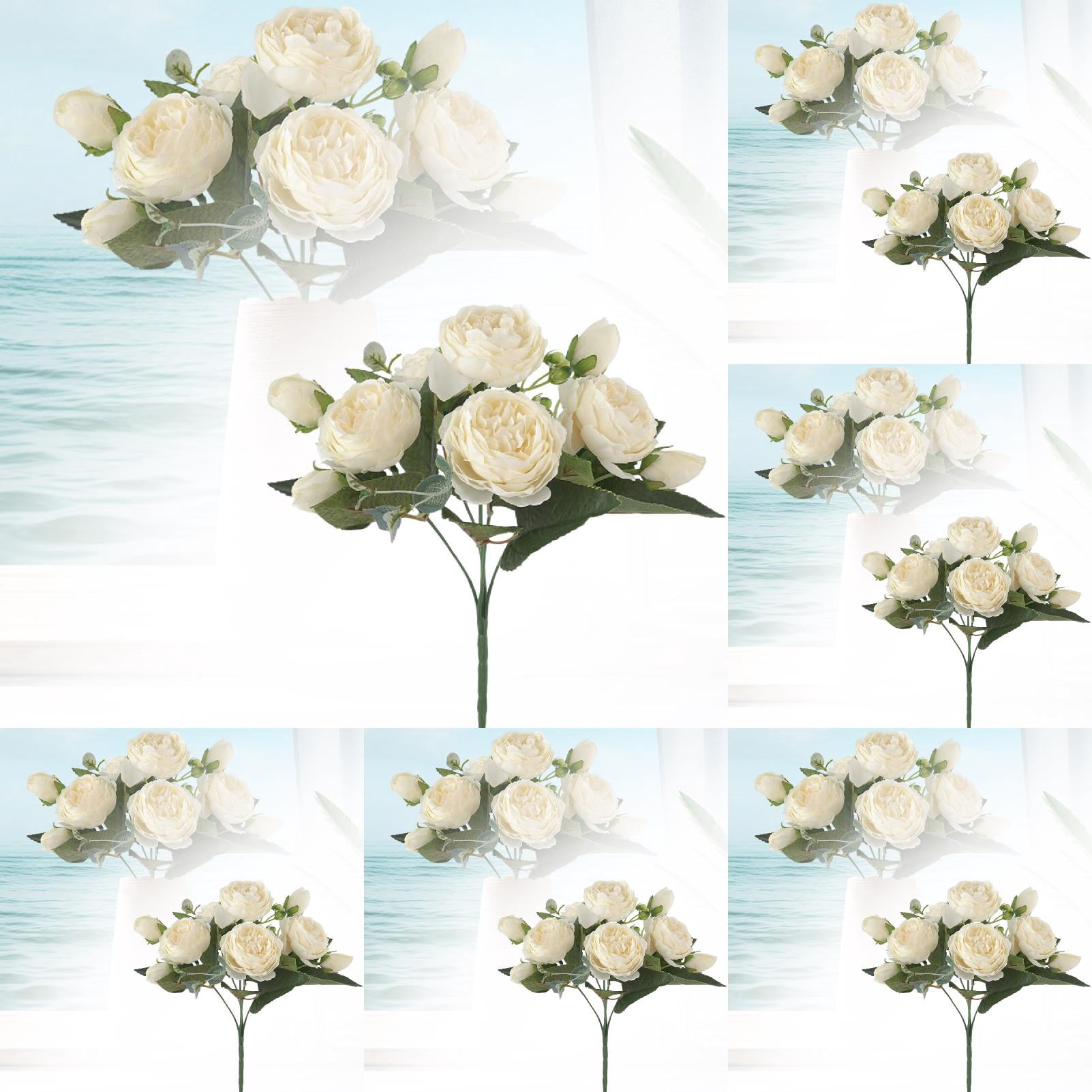 6PCS Realistic Flower Bouquet - Lifesize Floral Arrangements with Long ...