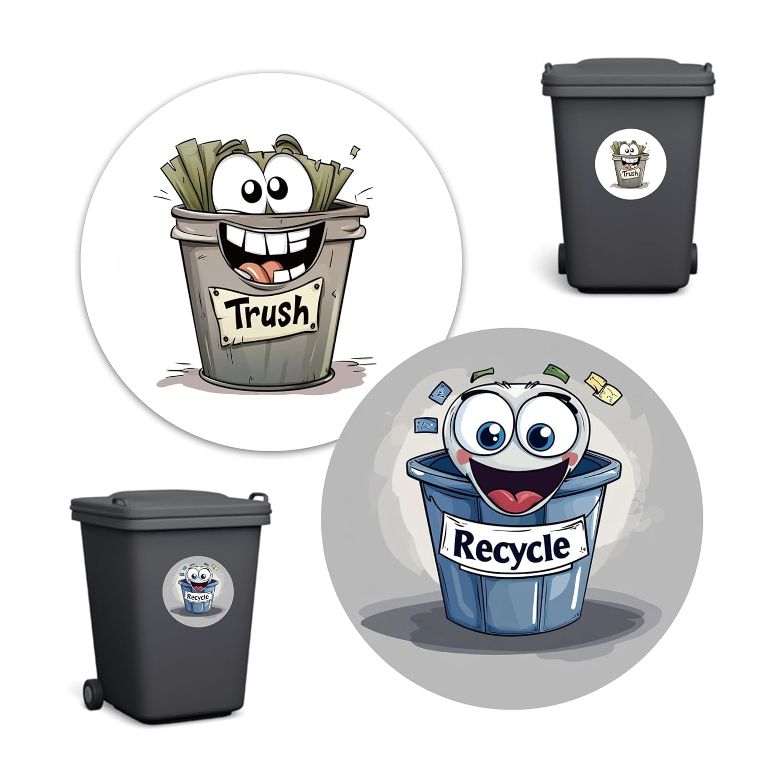 6PCS Recycle Stickers for Trash Bins, Recycle Sticker Recycling ...