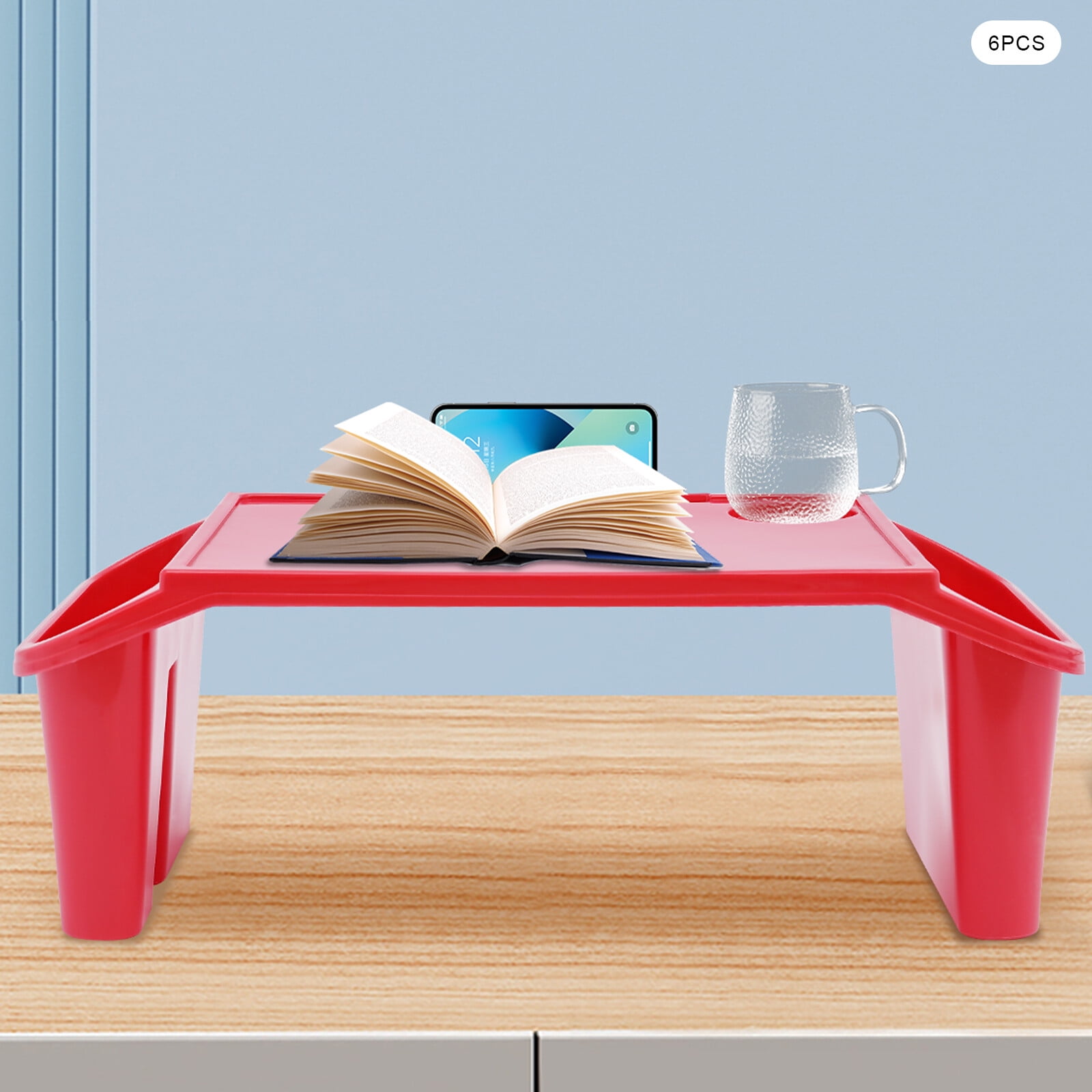 6PCS Red Plastic Breakfast Laptop Trays Portable Lap Bed Table As TV ...