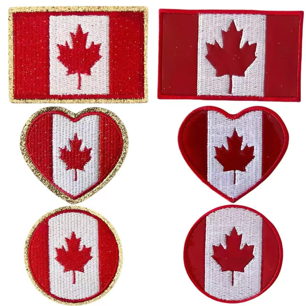 6PCS Reflective Rainbow Canada Flag Iron-on/Sew-on Embroidered Patches,Circular&Heart-Shaped ...