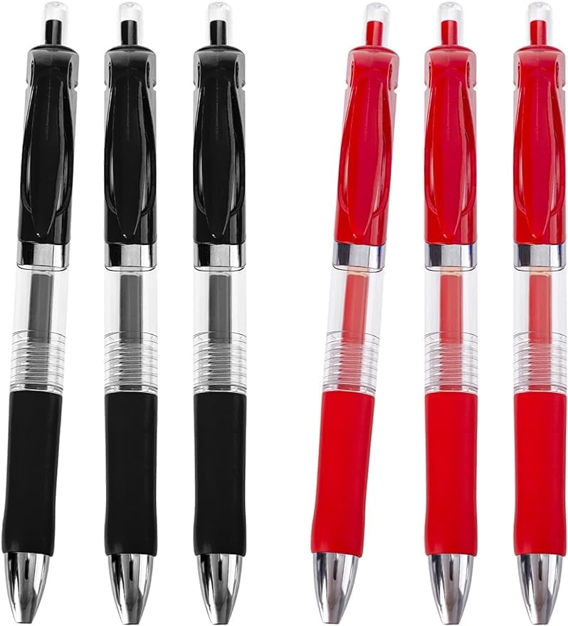6PCS Retractable Gel Pens Black RollerBall Pens 0.5mm Micro Point Quick ...