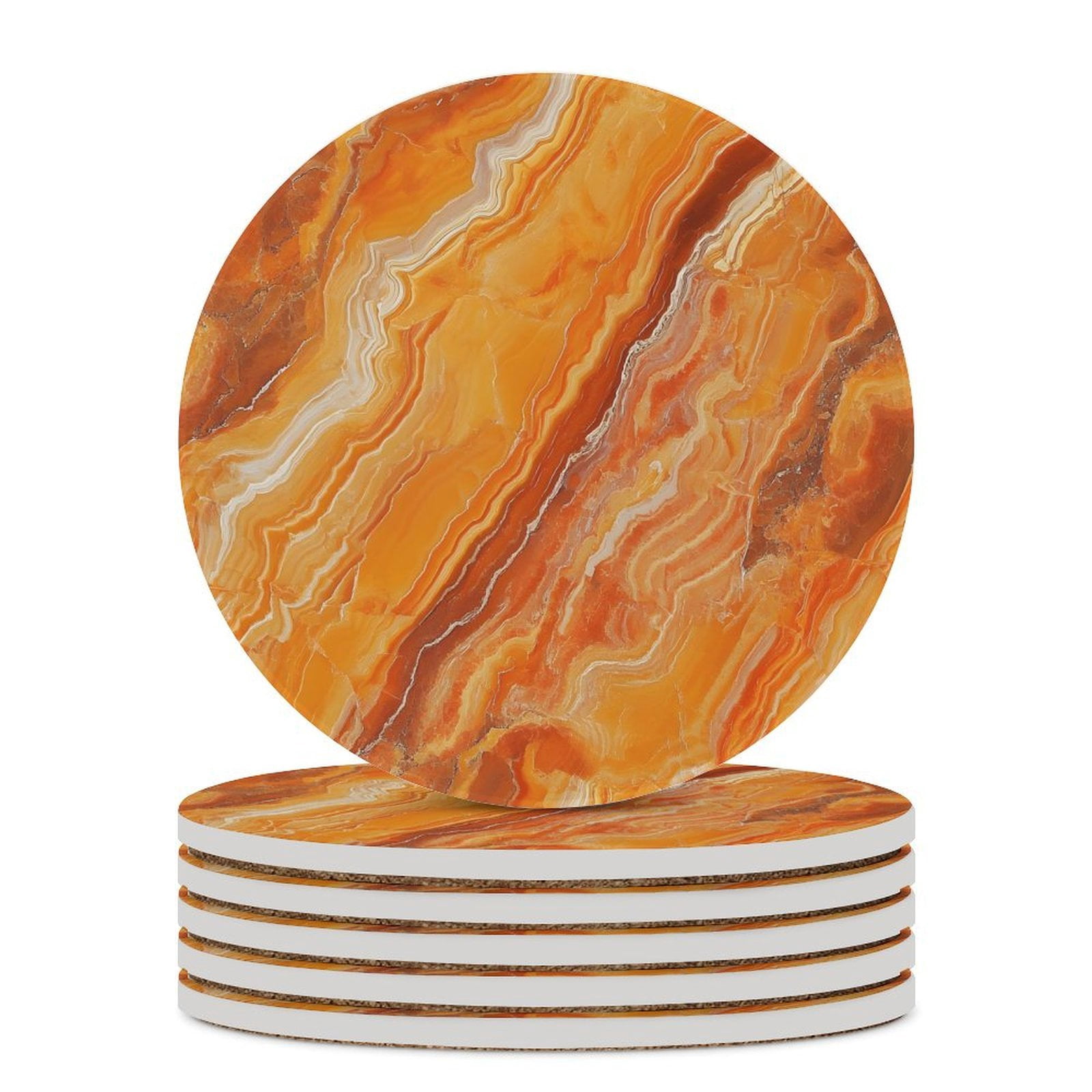 6PCS Round Ceramic Coaster 4.1in Cork Bottom Suitable For Water Mug ...