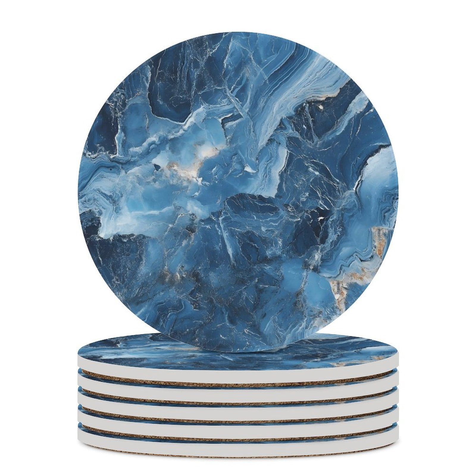 6PCS Round Ceramic Coaster 4.1in Cork Bottom Suitable For Water Mug ...