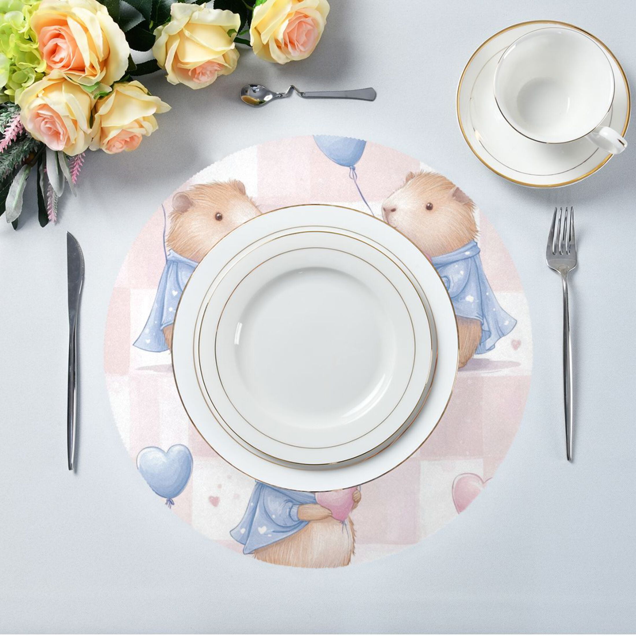 6PCS Round Placemats Heat Resistant Anti Slip Dining Table Place Mats ...