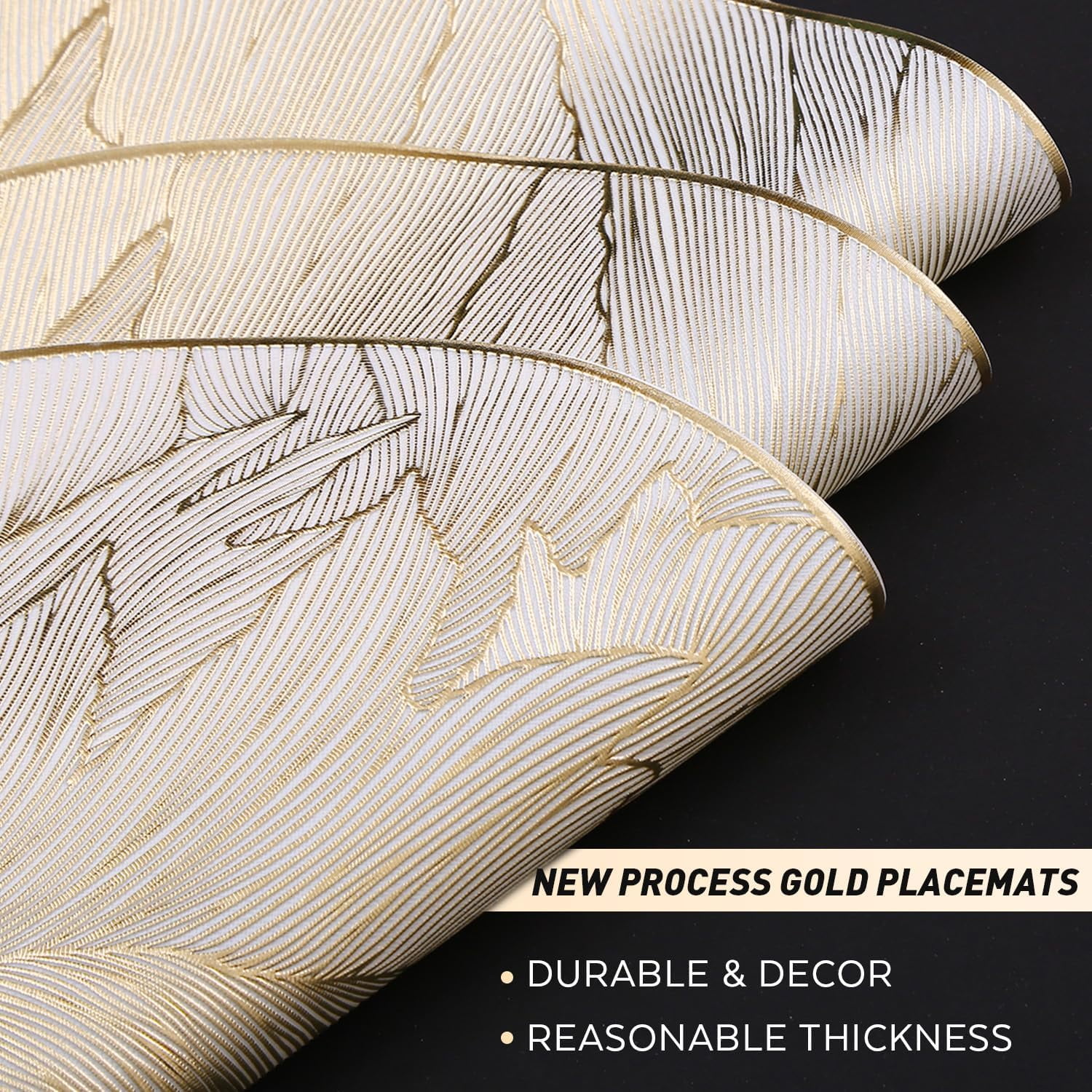 6PCS Round Placemats Pressed Vinyl Placemats Set of 6 Slip Resistant ...