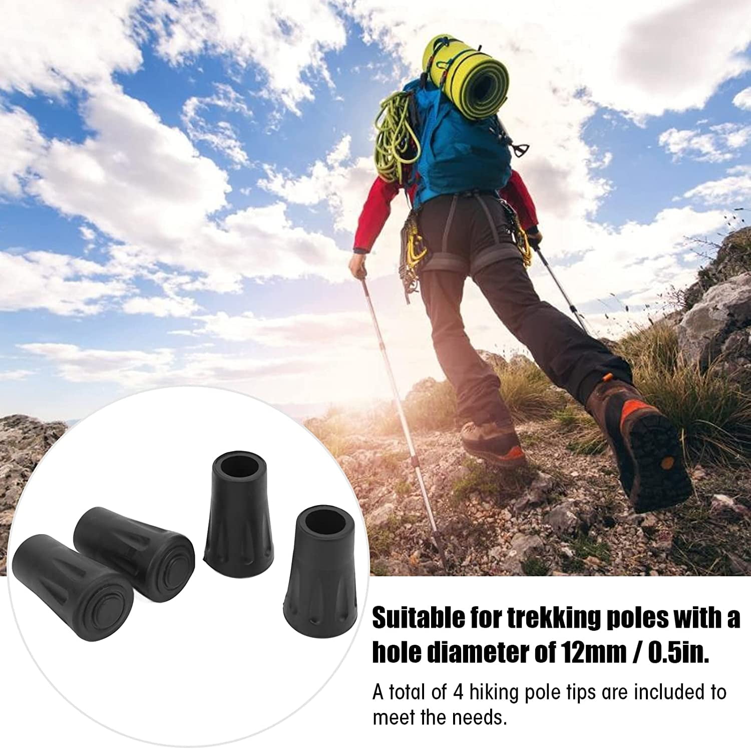 6PCS Rubber Tips for Walking Sticks, Rubber Feet for Hiking Poles ...