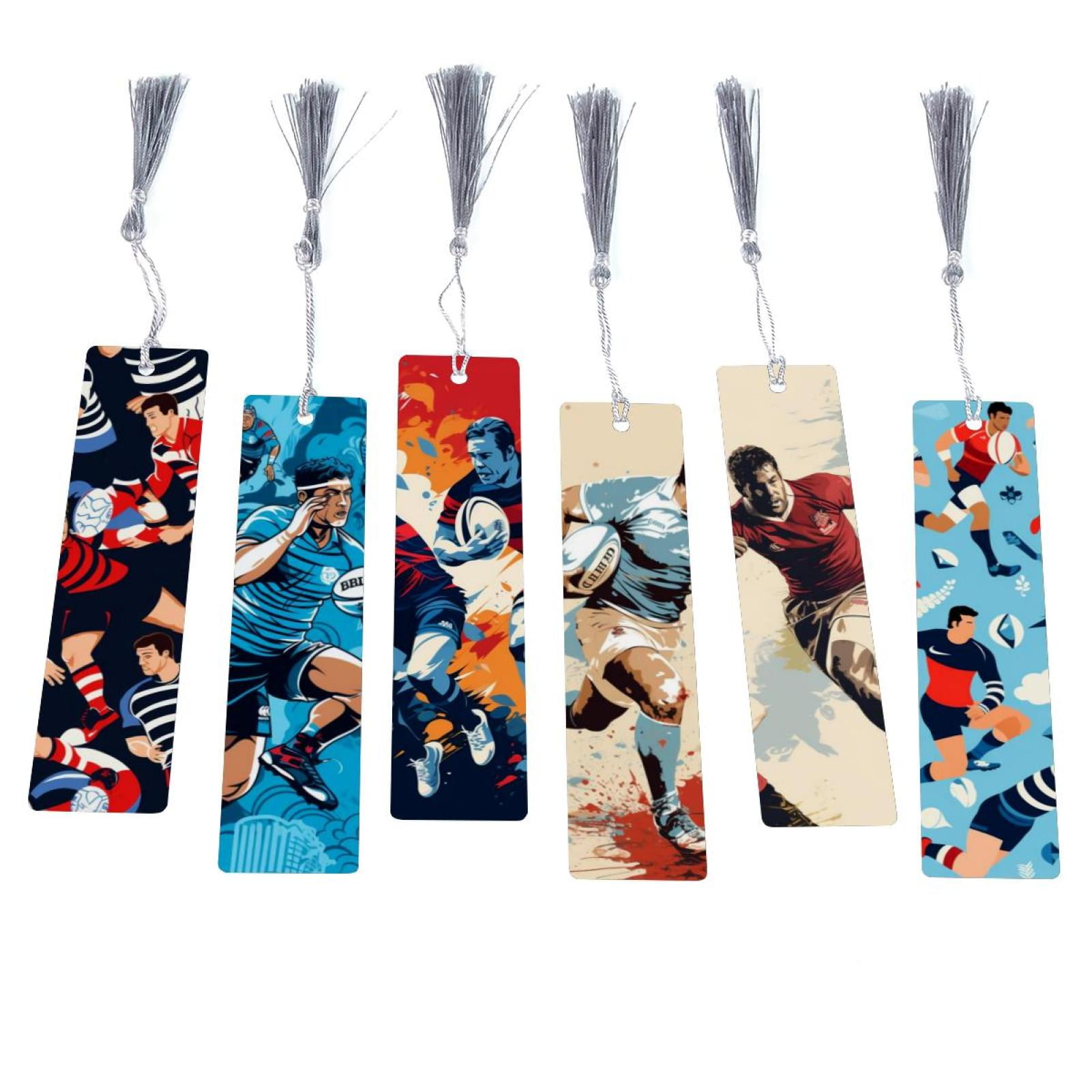 6PCS Rugby Football Metal Bookmark with Tassels, Bronze Book Mark Retro ...