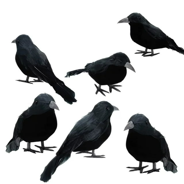 6PCS/Set Black Crow Ornament, Plastic Desktop Decoration for Halloween ...