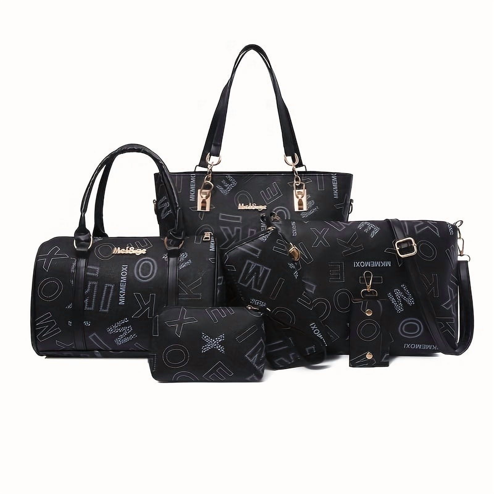 6PCS/Set Leather Handbags, Womens Handbags Tote Bags Shoulder Bag ...