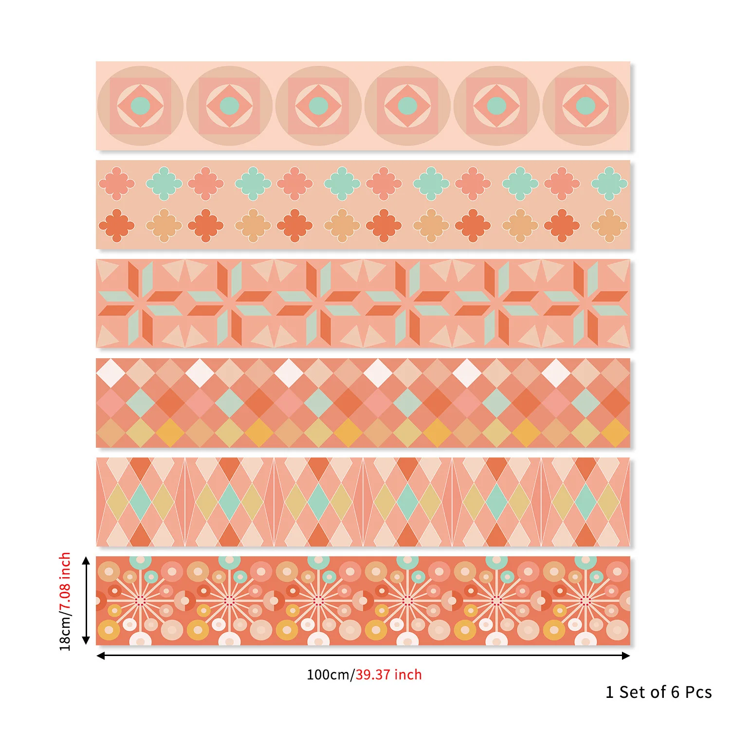 6PCS Set New Design Geometric Stair Stickers Home Riser Staircase ...