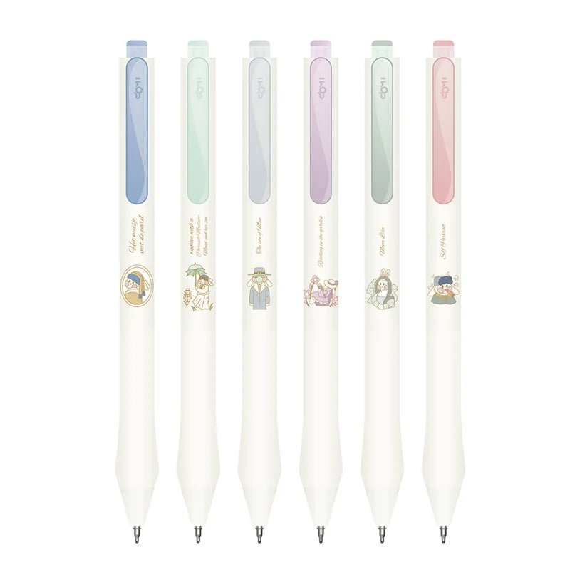 6PCS/Sets Famous Painting Rabbit Series Gel Pen For Students Cute Cream ...