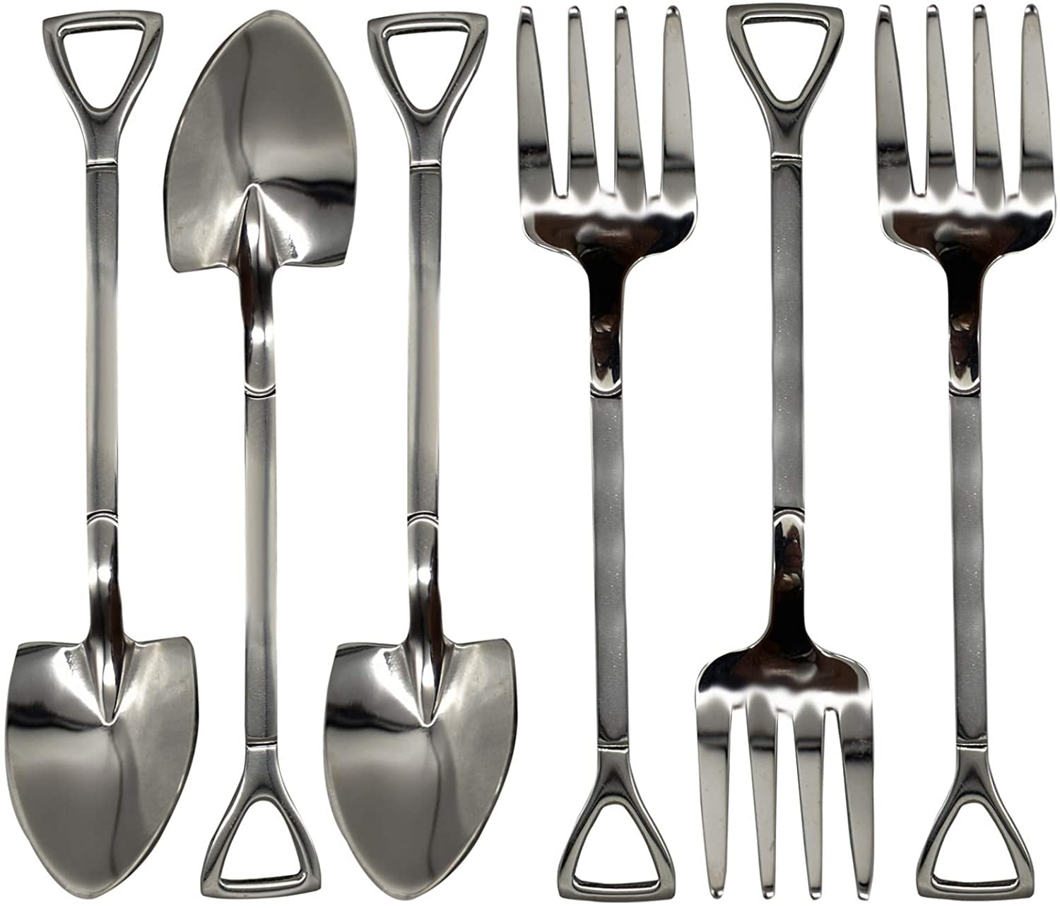 6PCS Shovel Shape Spoon and Fork 4.7 inch 18/10（304 ）Stainless Steel ...