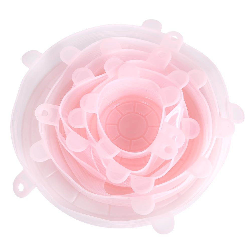 6PCS Silicone Bowl Lids, Reusable Stretchable Food Covers, Pink Kitchen ...