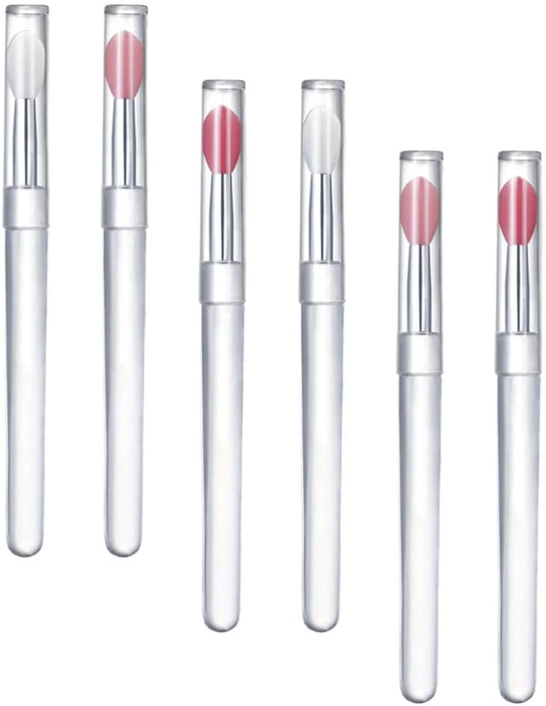 6PCS Silicone Lip Brushes Lip Applicators with Transparent Handles and ...