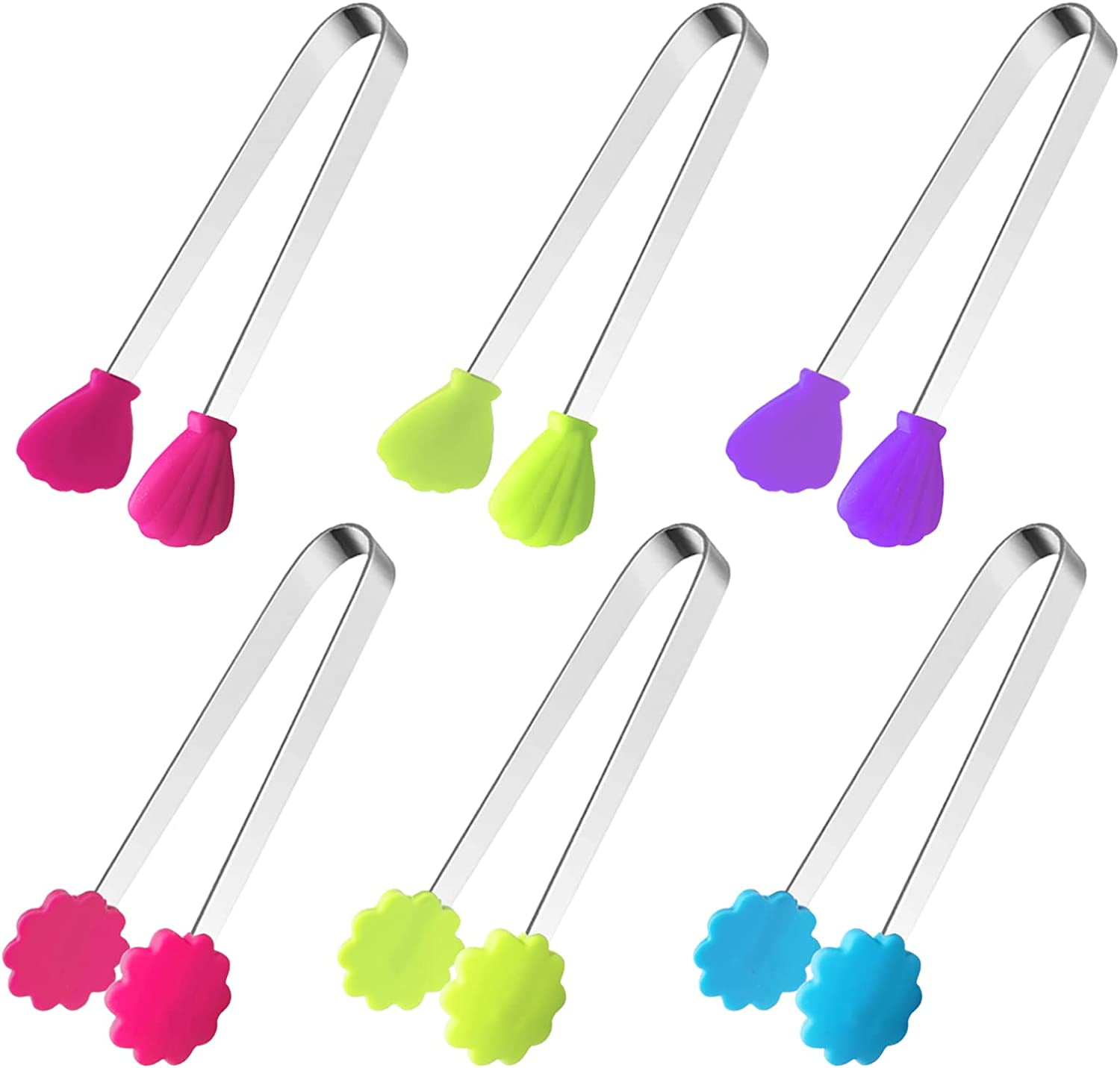 6PCS Silicone Mini Tongs. 5Inch Hand Shape Food Tongs. Colourful Small ...