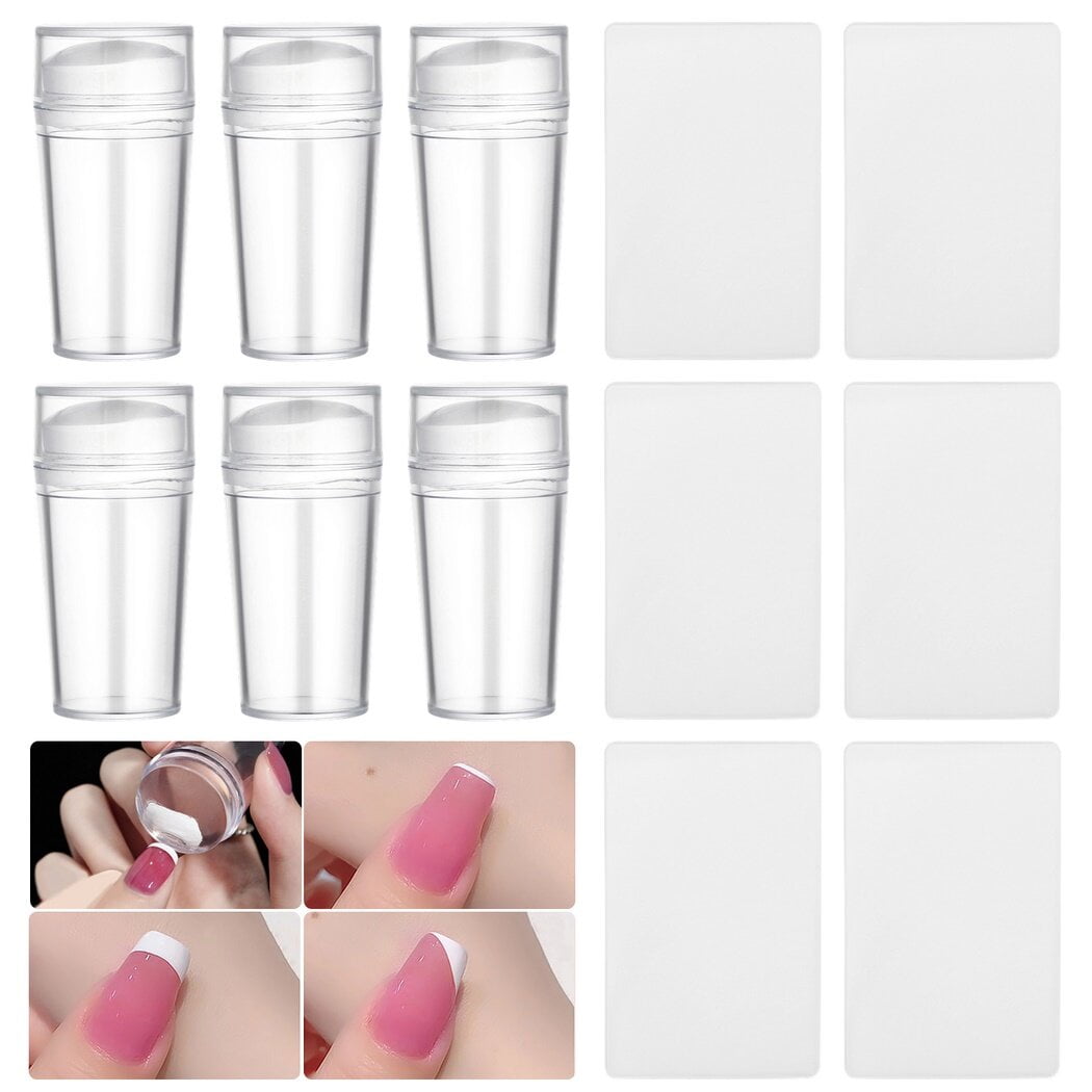 6PCS Silicone Nail Art Stampers, Clear Soft Jelly Nail Stampers kit ...