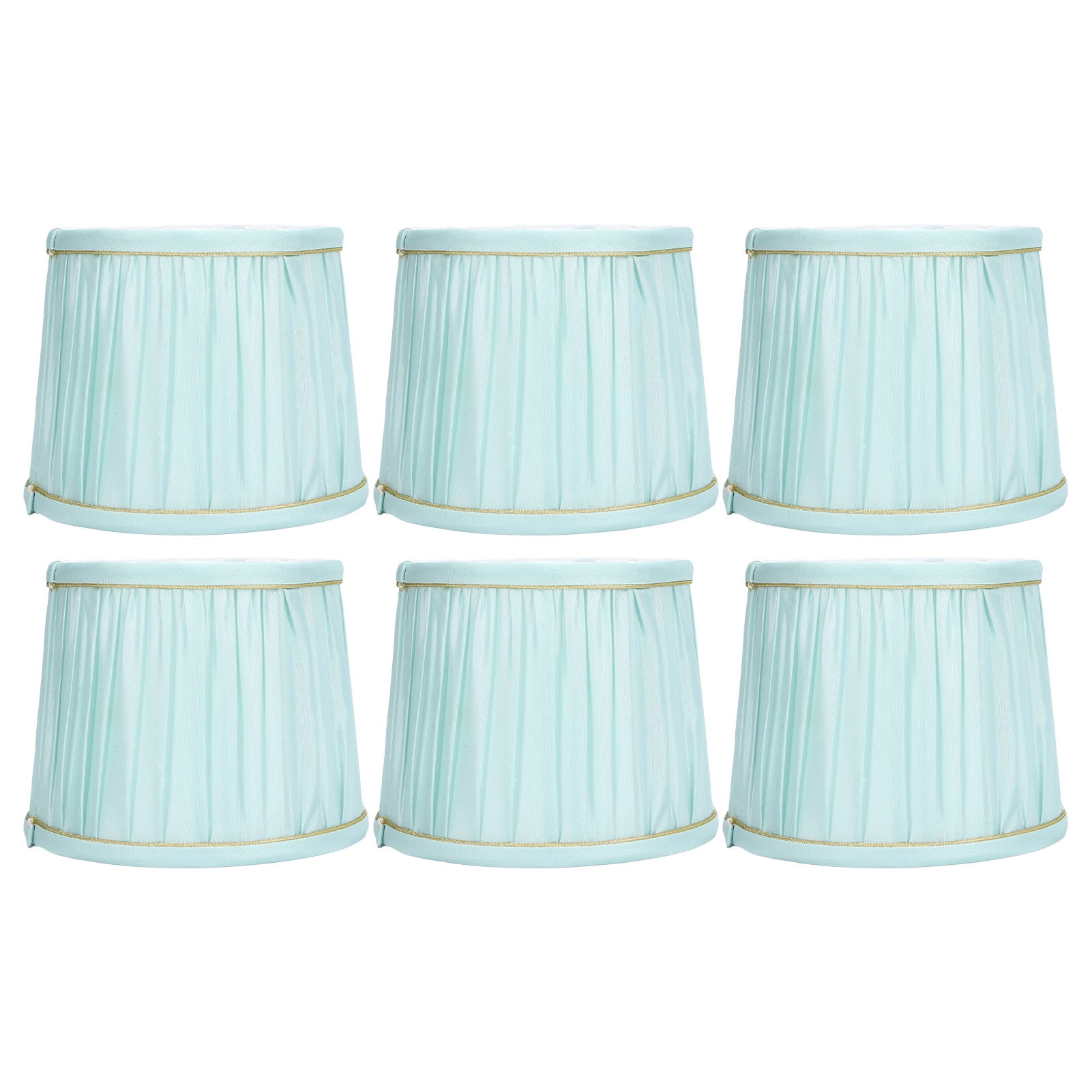 Yunuqso 6PCS Simple Lamp Shade Fabric Light Blue Golden Edge Lampshade ...