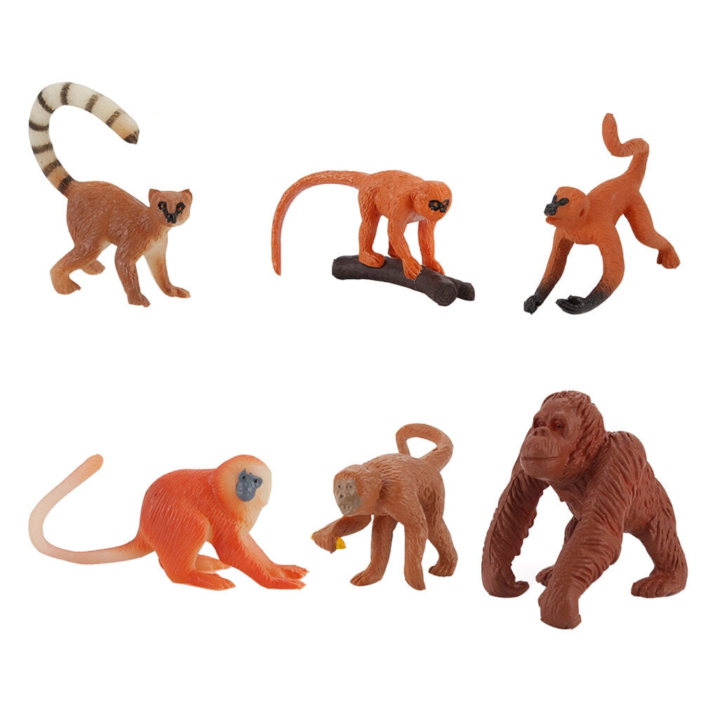 FOMIYES Monkey Model Toys Set of 6 Assorted Color PVC Plastic for Kids ...