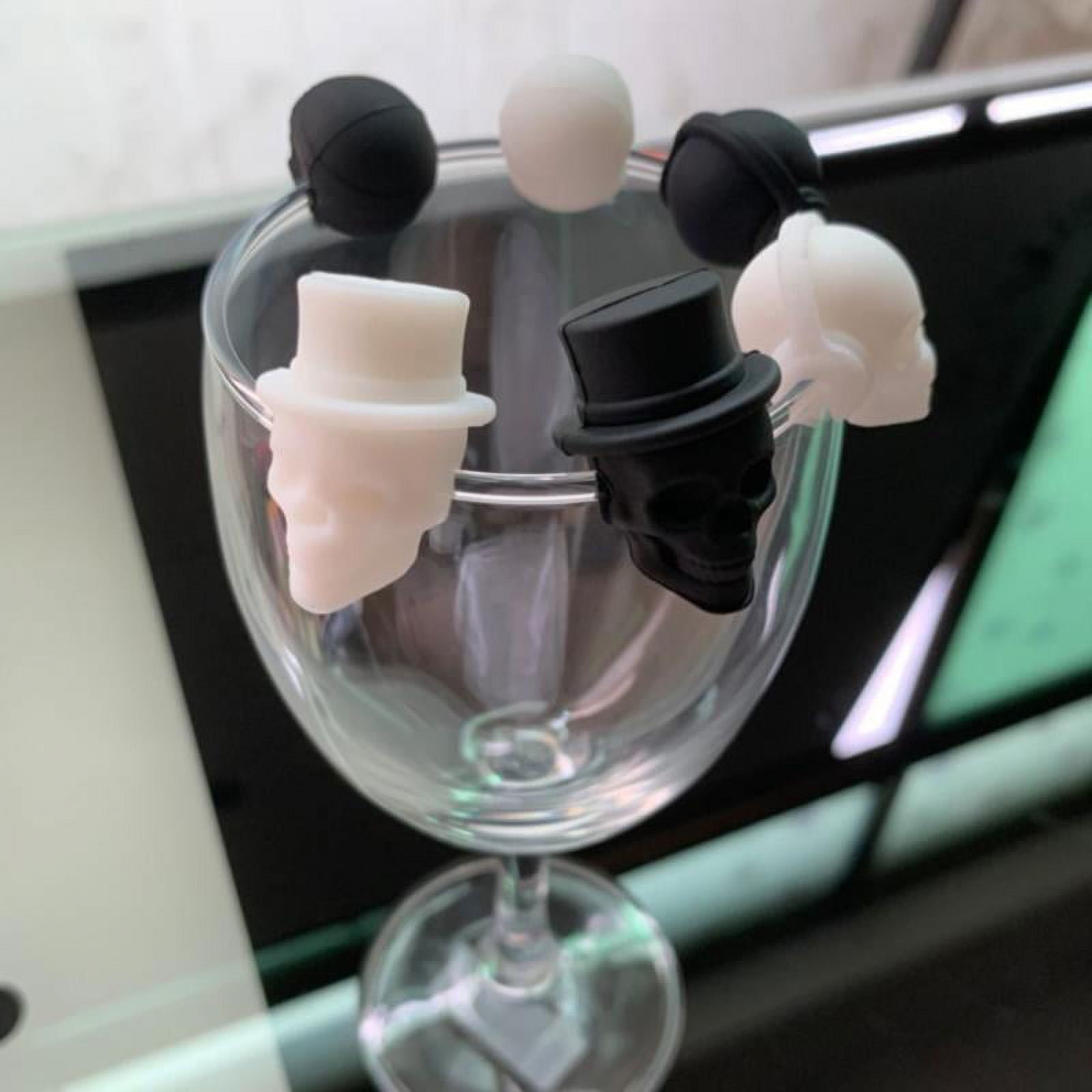 6PCS Skeleton Wine Glass Markers Drinking Cup Identifier Sign Mark ...