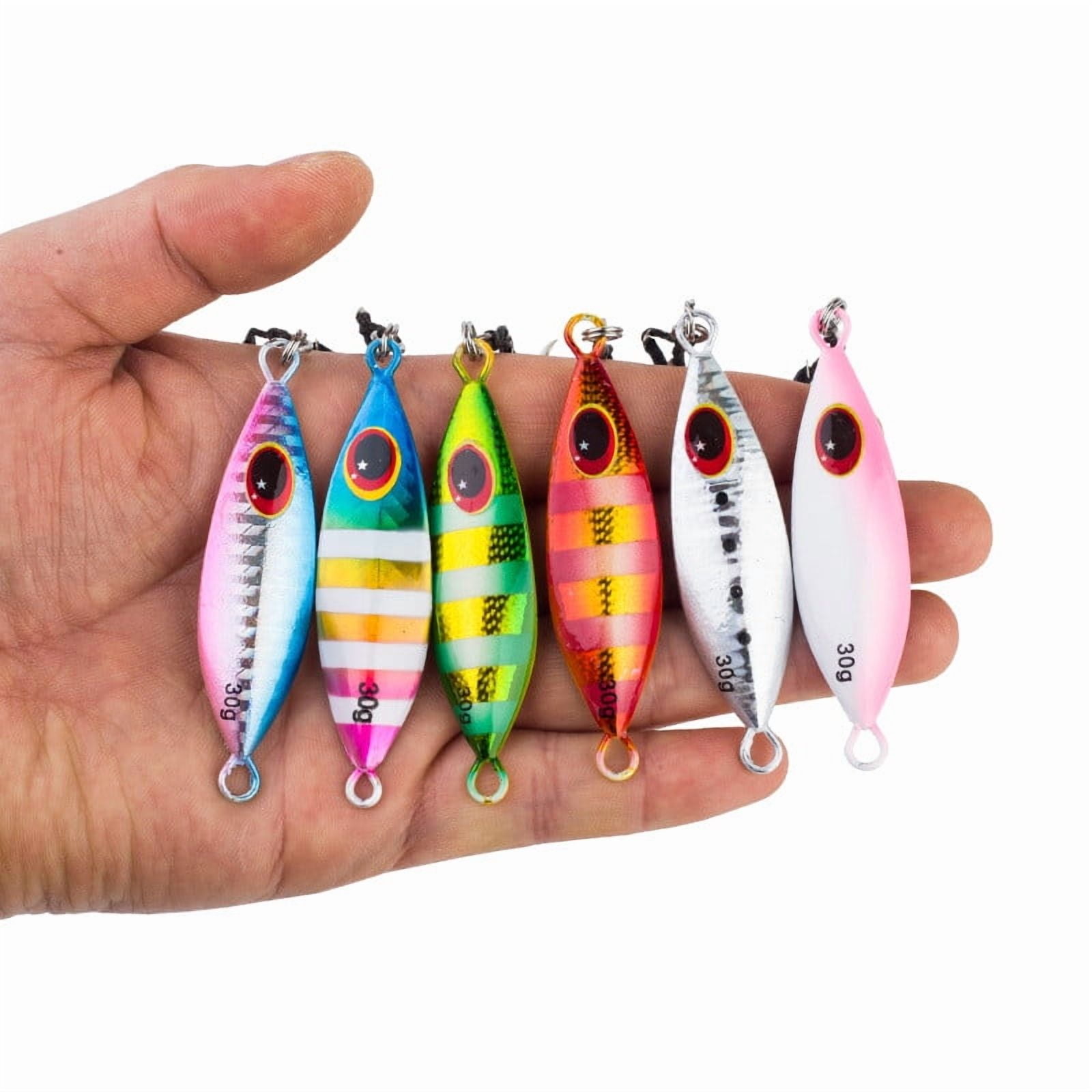 6PCS Slow Fall Pitch Lead Metal Flat Jigging Fishing Lure Long Casting ...