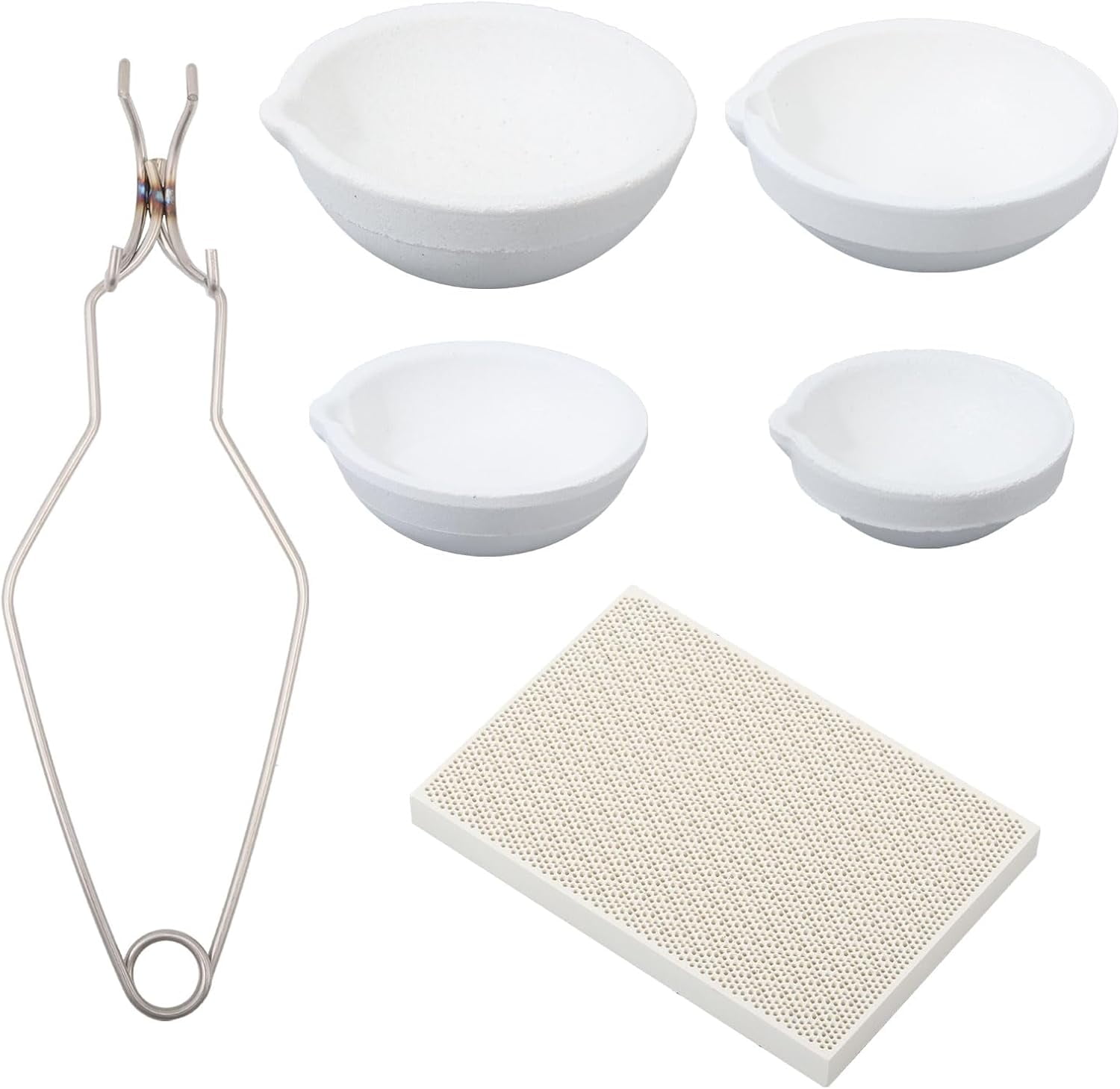 6PCS Small Melting Ceramic Crucible Bowl Dish Cup Set Crucible Whip ...