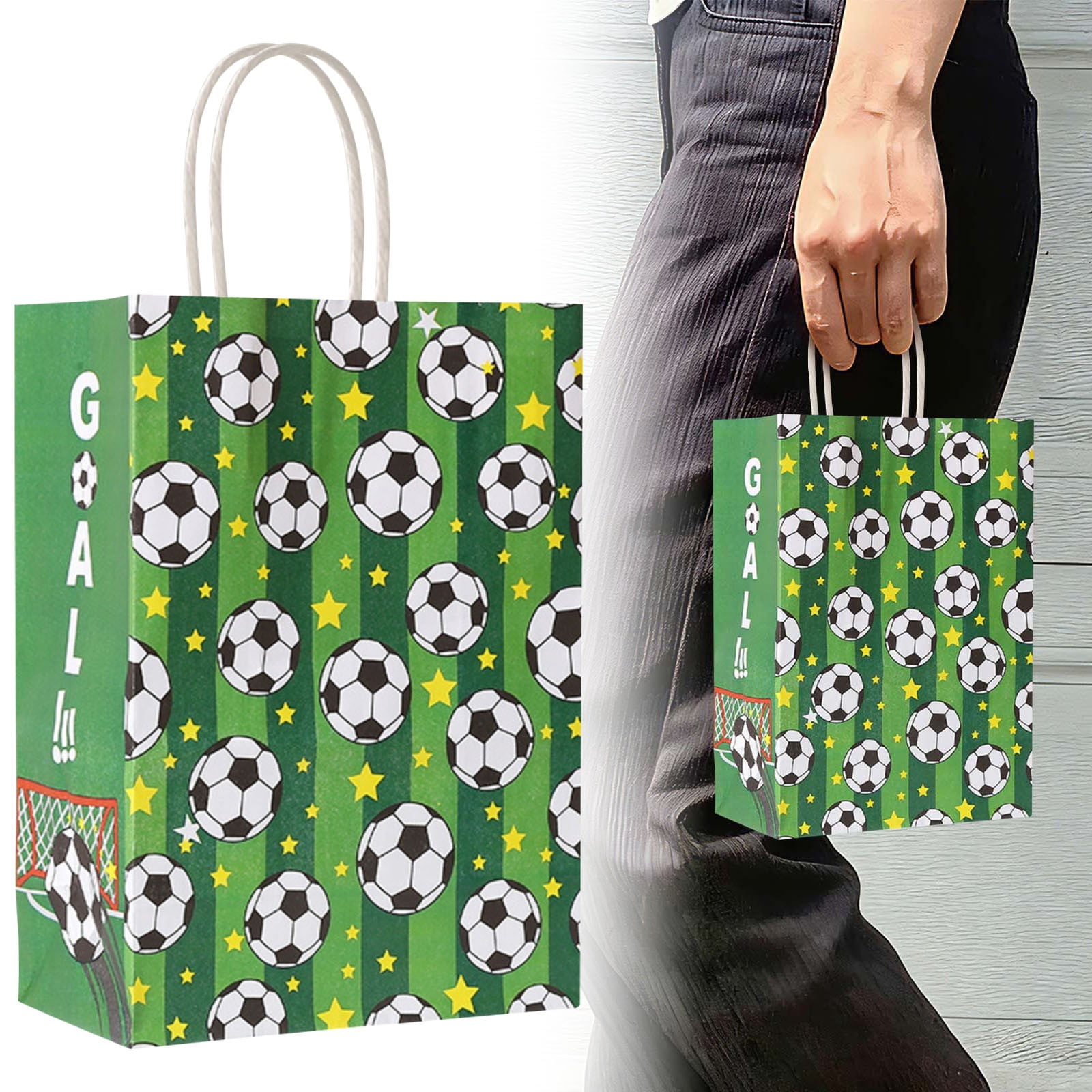 6PCS Soccer Paper Bags with Handles – Football Themed Gift Packaging ...