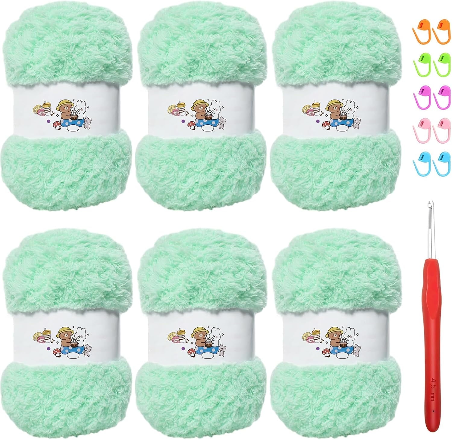 6PCS Soft Coral Velvet Chenille Yarn for Crocheting,Fluffy Yarn for ...