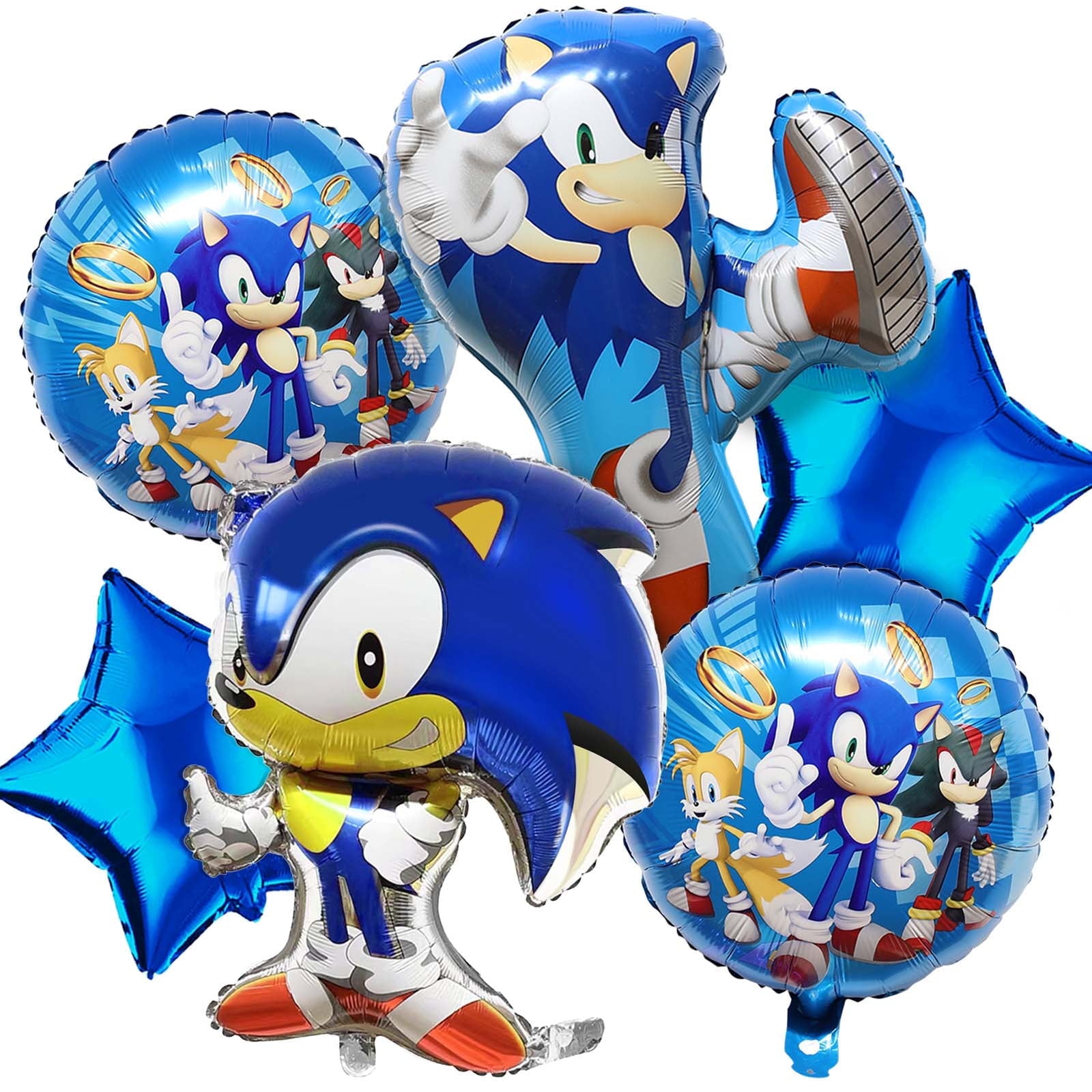6PCS Sonic Balloons Birthday Party Supplies Video Gamers Hedgehog Foil ...