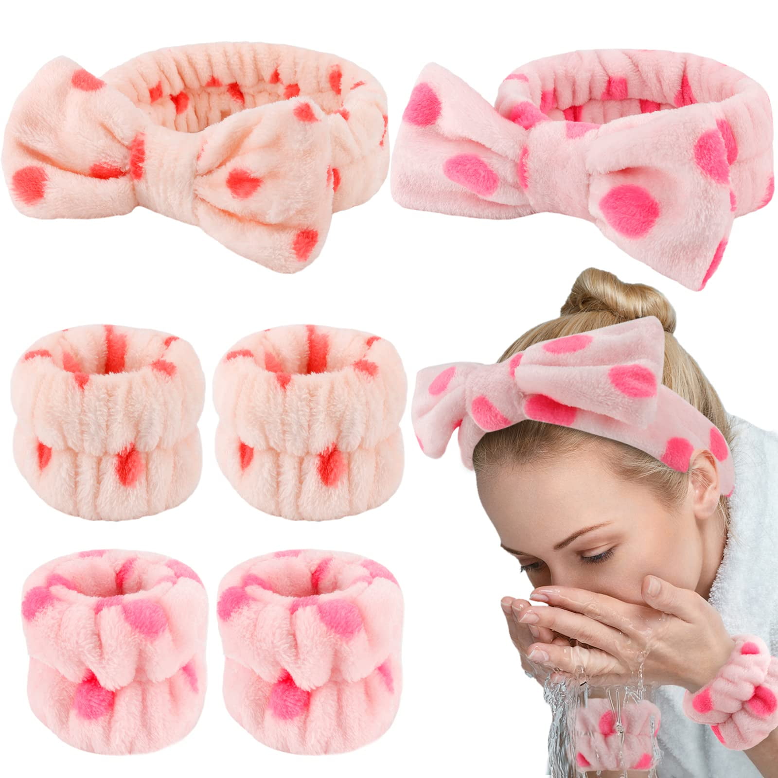 6PCS Spa Headband and Wristband Set, Face Wash Headband Makeup Skincare ...