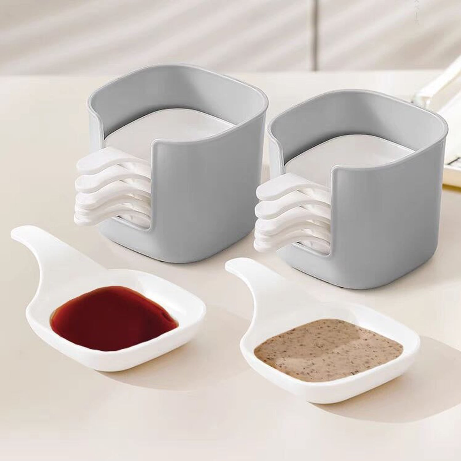6PCS Spice Dish Set with Rack, Dipping Bowls Soy Sauce Dishes for ...