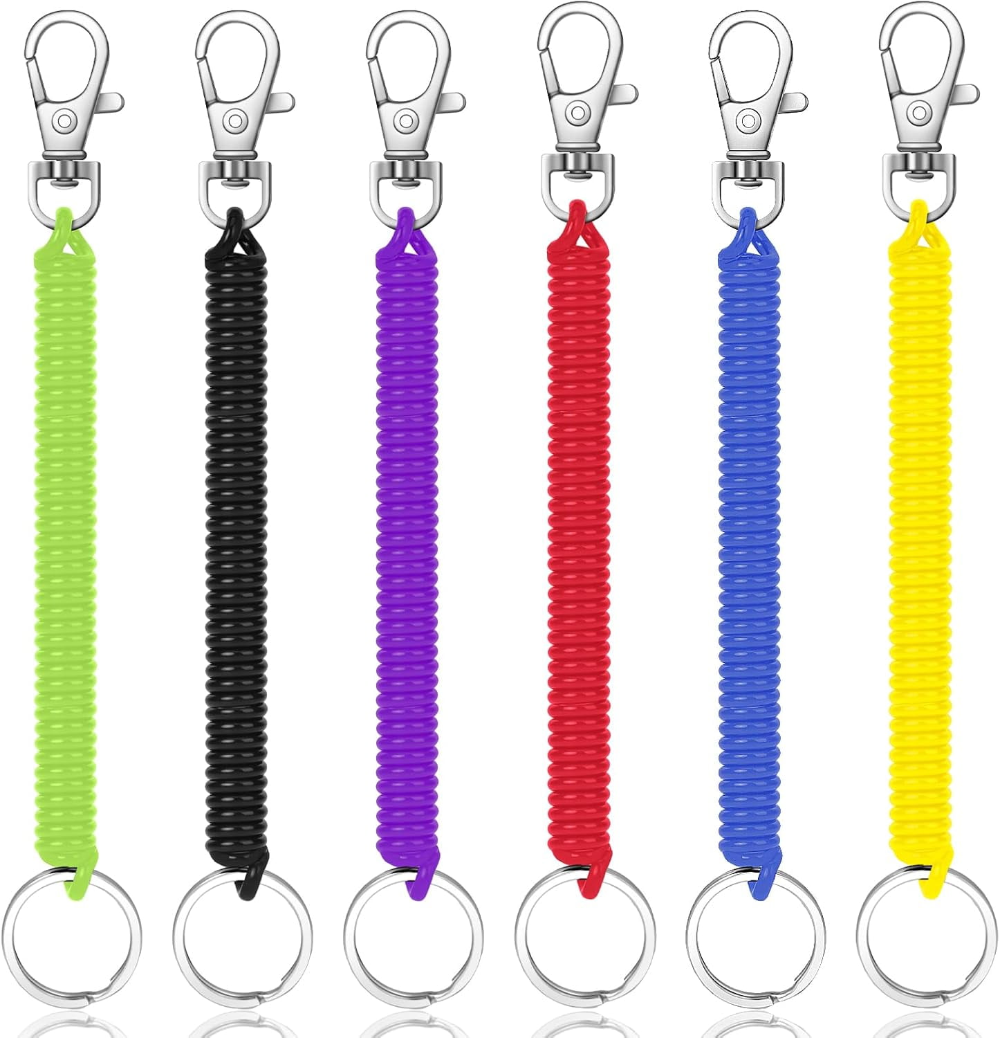 6PCS Spiral Retractable Spring Coil Keychain Retractable Coil Springs ...