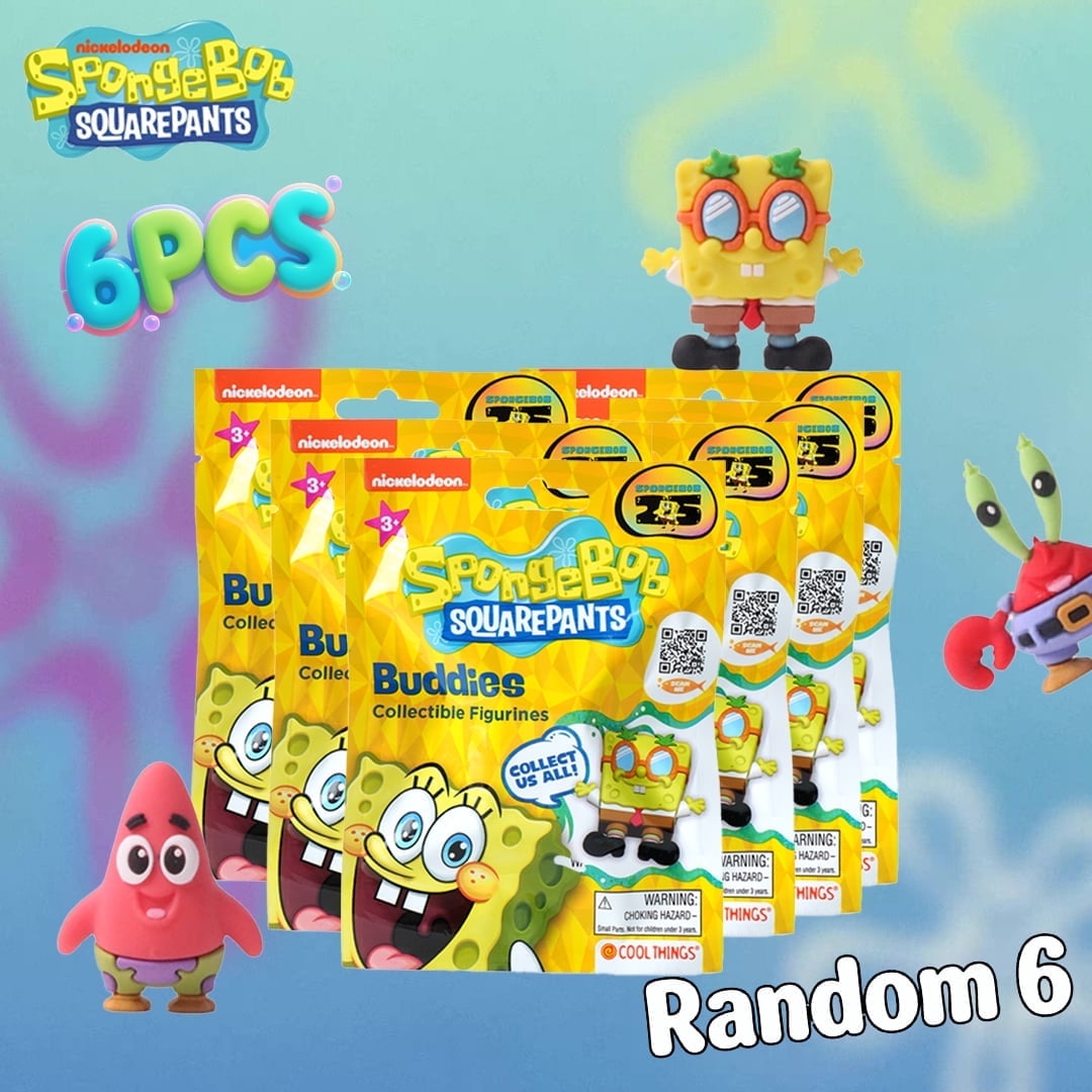 6PCS SpongeBob SquarePants 3D PVC Blind Bag Chibi Figures Cute ...