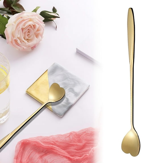6PCS Spoon Long Handle Texture Stainless Mixing Coffee Spoon For Home ...