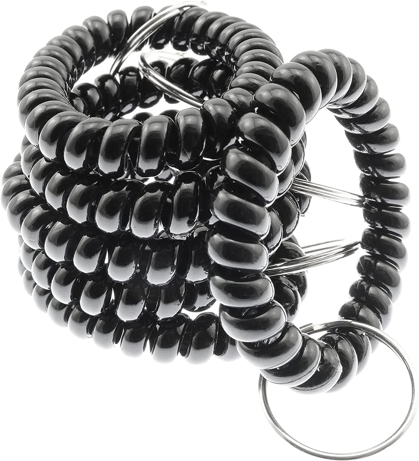 6PCS Spring Spiral Wrist Coil Key Chain, Plastic Spring Hand Ring Key ...