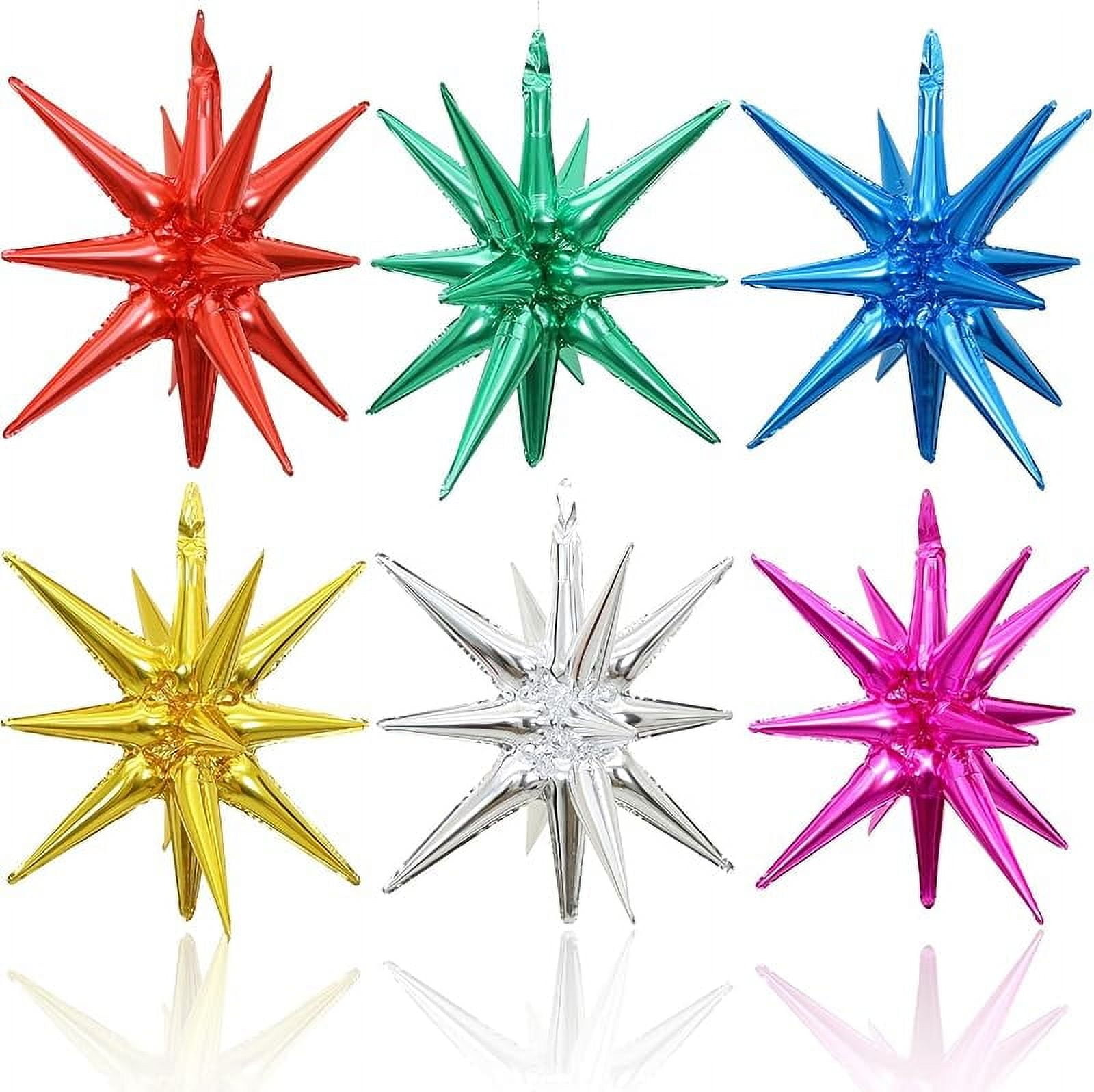 6PCS Star Balloons, 22Inch Huge Red Blue White Explosion Star Balloons ...