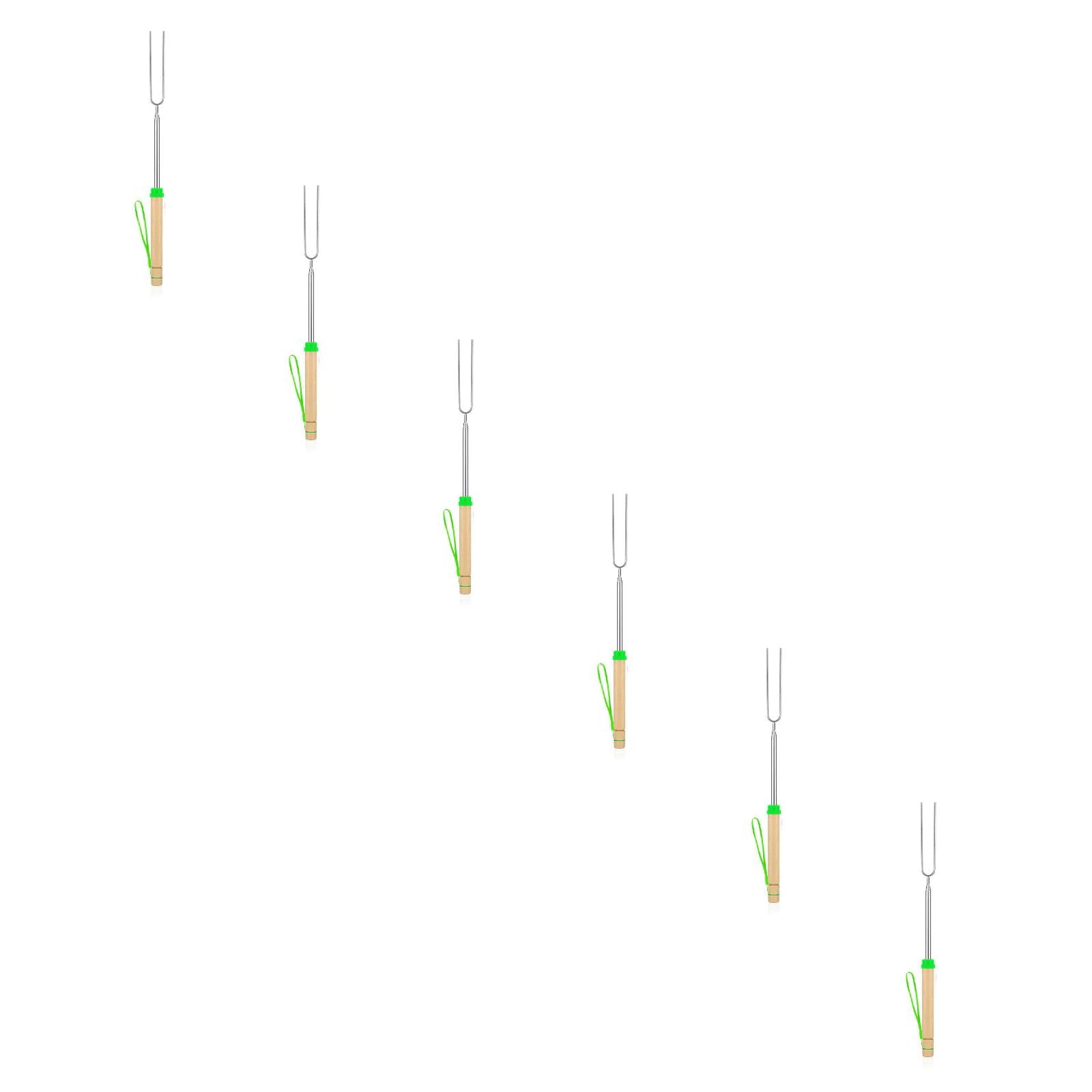 6PCS Telescoping U-Shaped Roasting Forks for BBQ and Campfire, Double ...