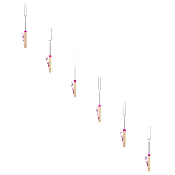 6PCS Telescoping U-Shaped Roasting Forks for BBQ and Campfire ...