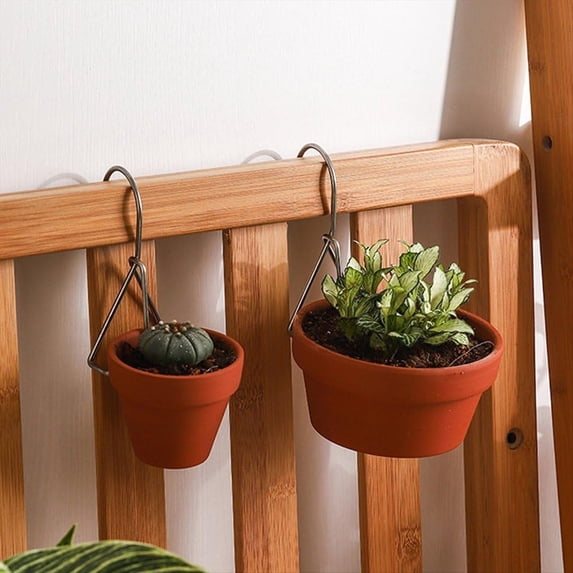 6PCS Terracotta Pots Hangers Flower Pot Hanger Hook Plant Hangers Metal ...