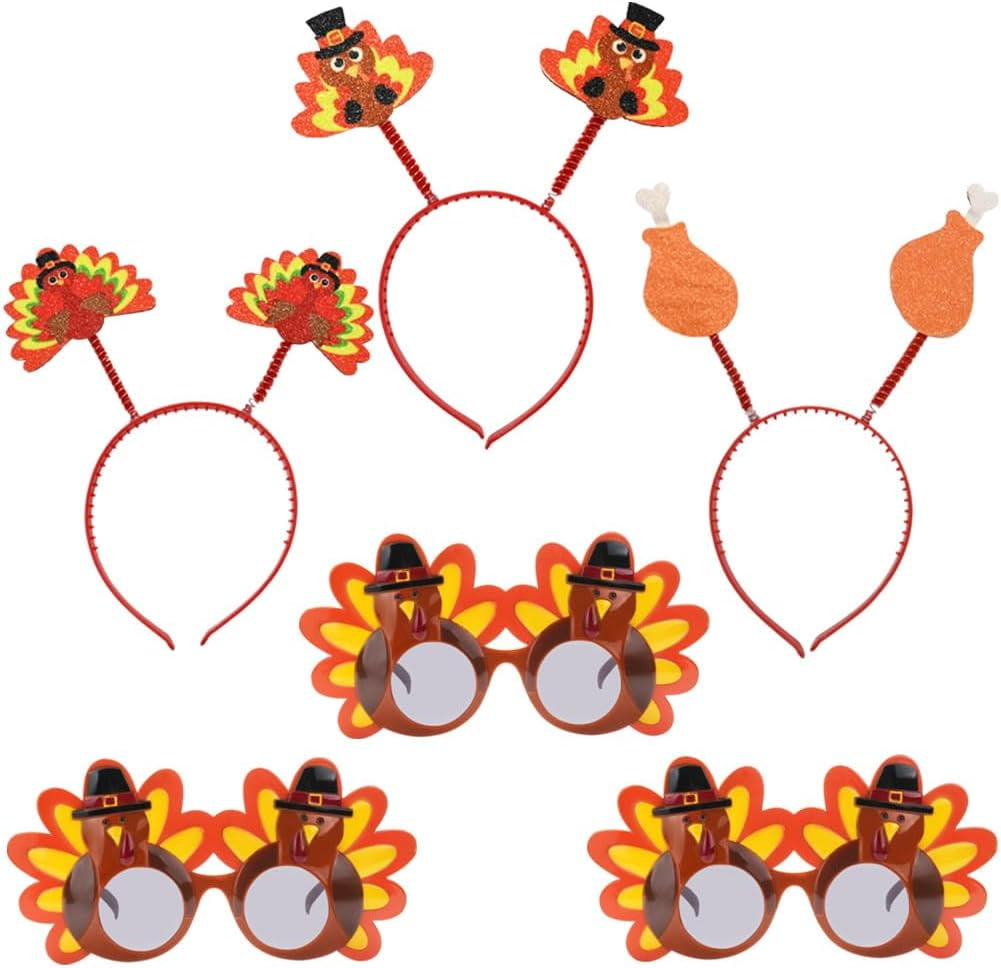 6PCS Thanksgiving Turkey Headbands Sunglasses, 3PCS Thanksgiving ...