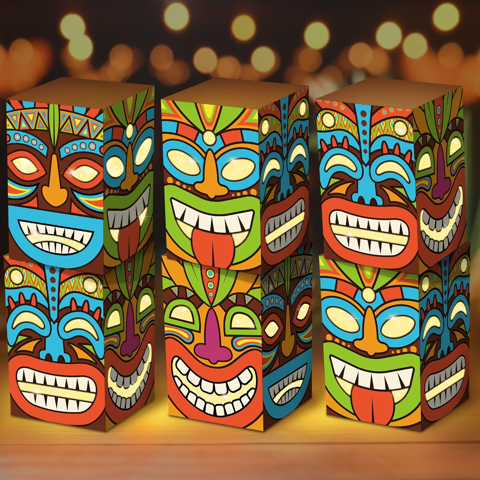 6PCS Tiki PartyTRDN Boxes Hawaiian Luau Themed Party Decorations Tiki ...