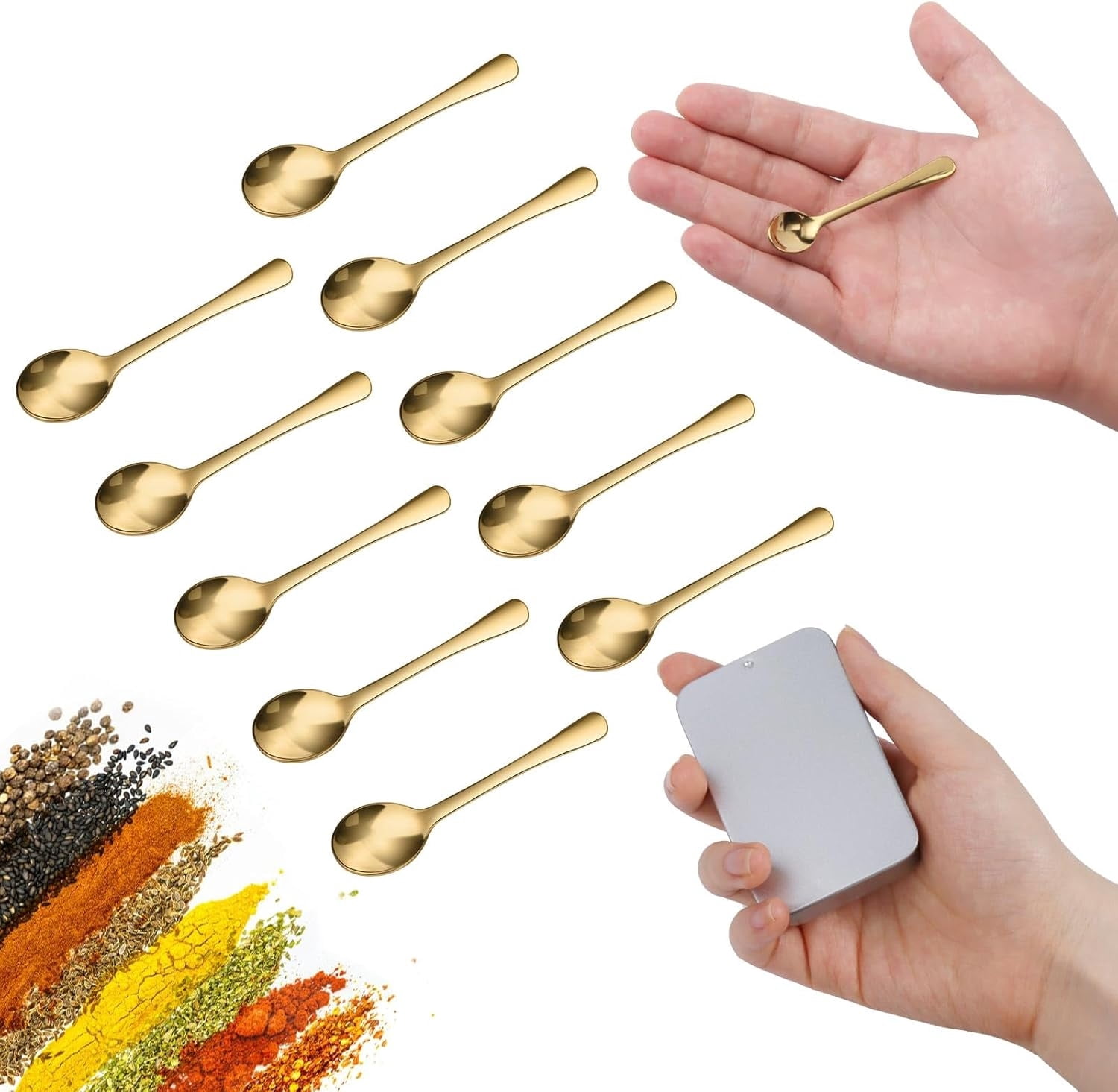 6PCS Tiny Spoons - Mini Stainless Steel Spoons 2.9 inch for Salt Jars ...