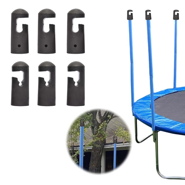 6PCS Trampoline Safety Pole Caps Black Heavy Duty Replacement Top Hat ...