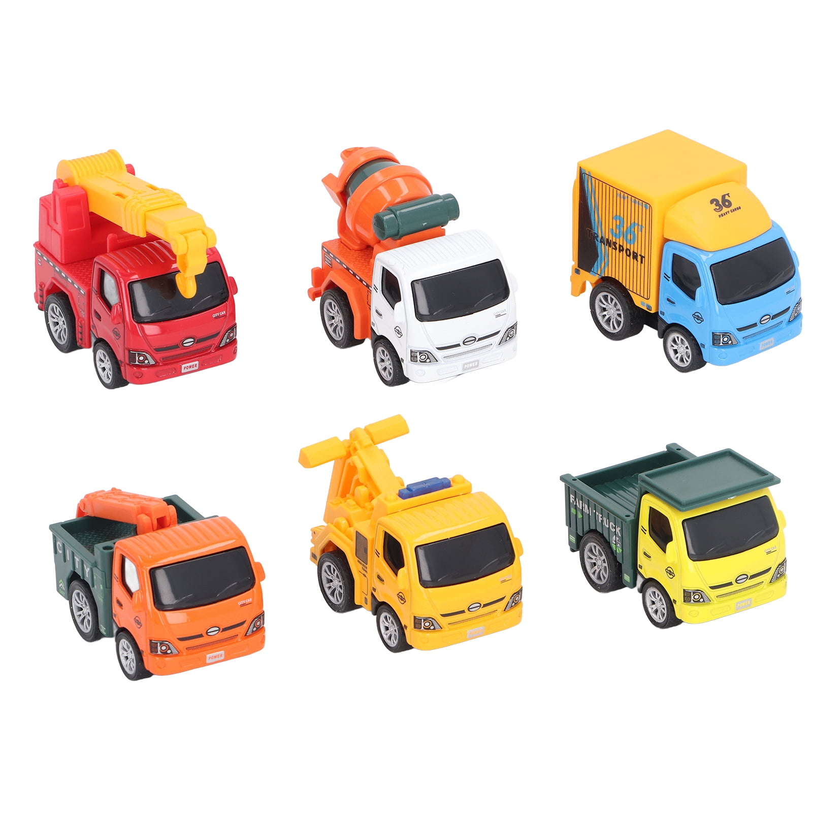 6PCS Transport Car Model Toy Cute Cartoon Collectible Car Models Kit ...